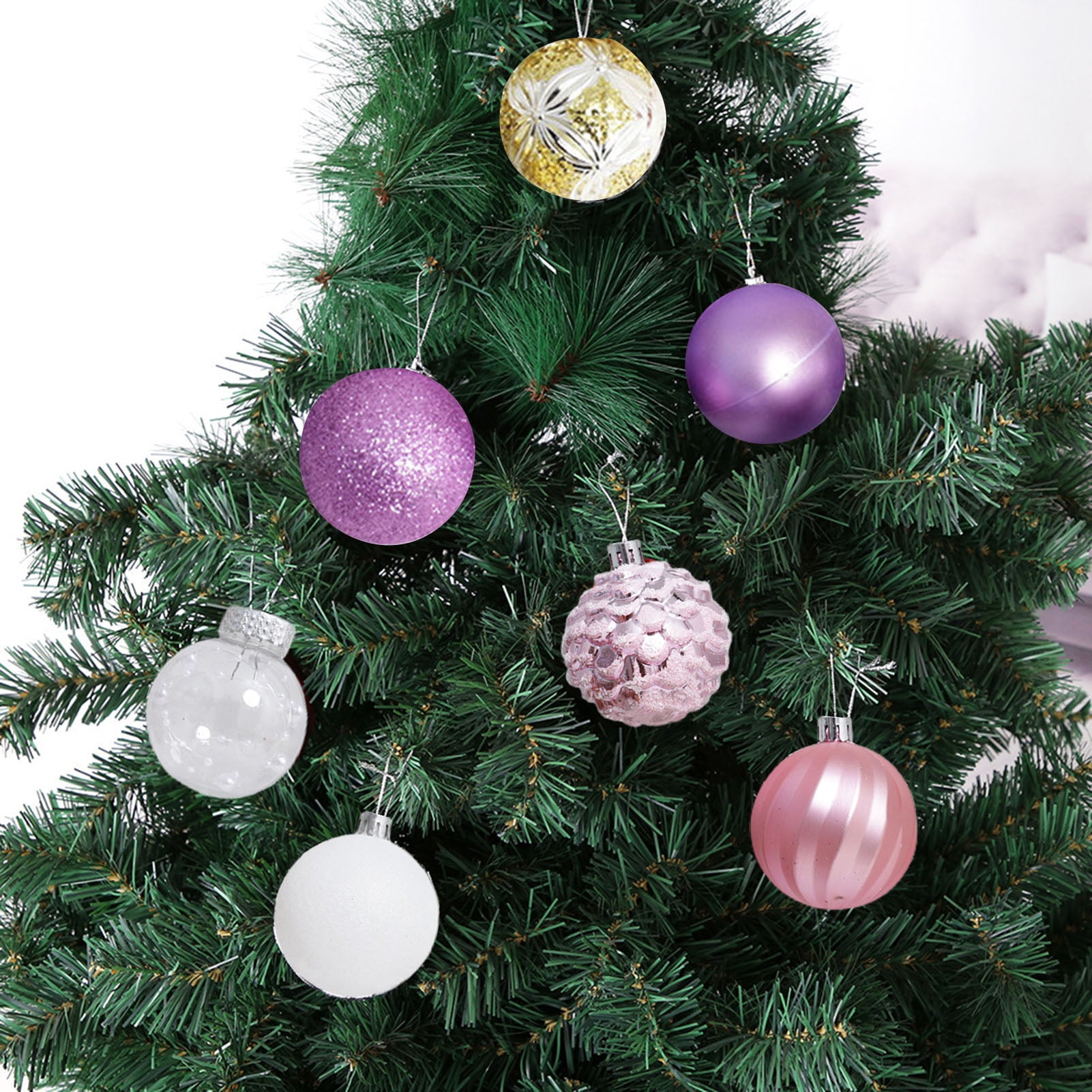 16 44pcs Christmas Balls Ornaments Plastic Tree Hanging Ball Snowflake