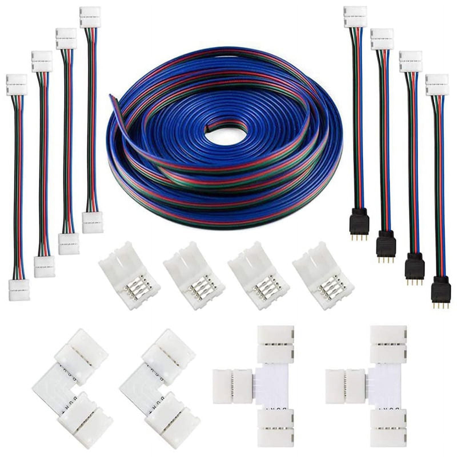 16.4FT(5M) 4-Pin RGB Extension Cable,LED Strips Connectors Kits for ...