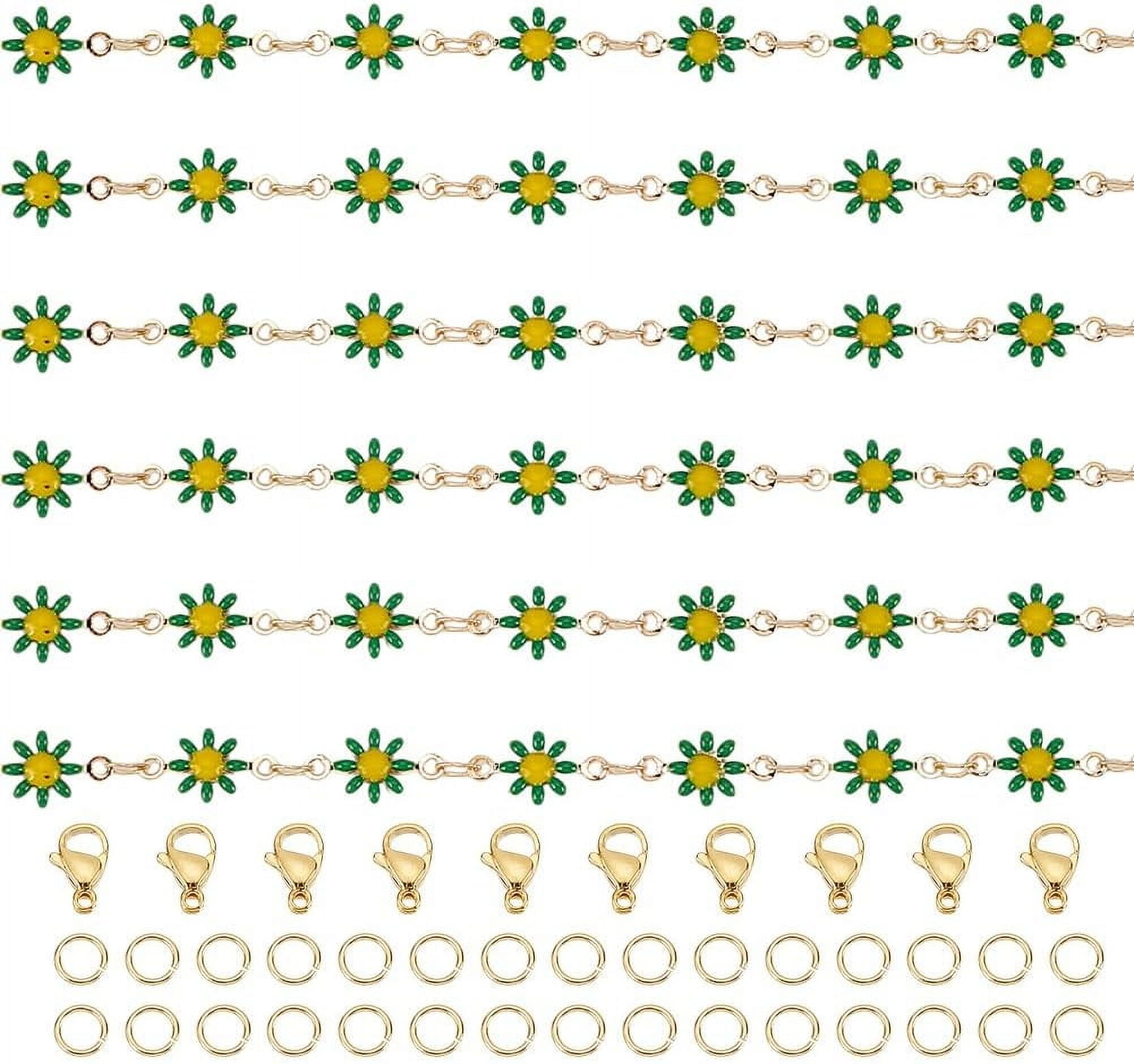 16.4FT(5m) Daisy Chains for Jewelry Making Brass Golden Green Daisy ...