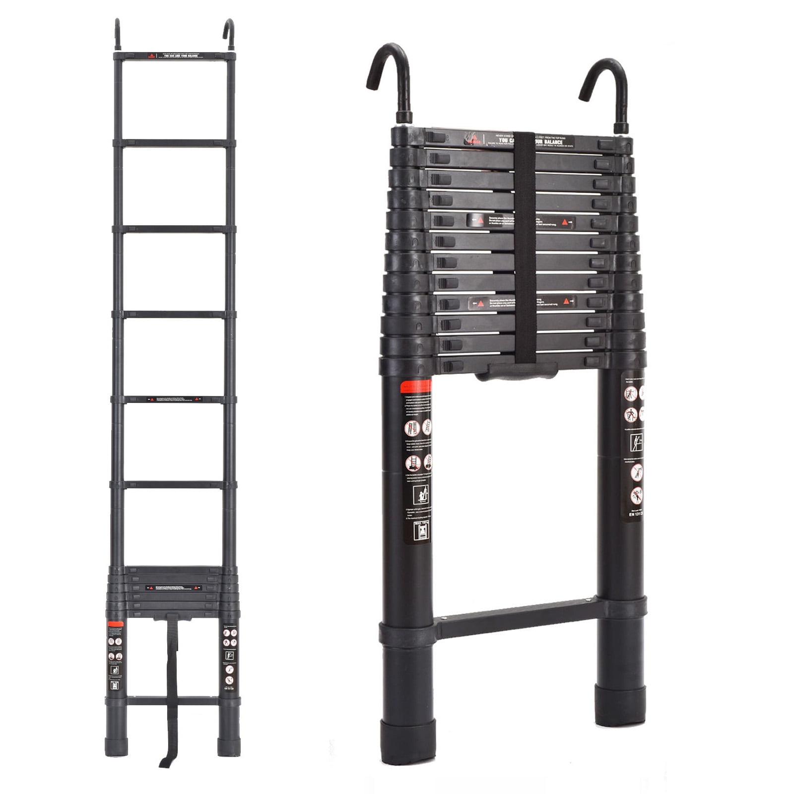 16.4FT Extension Ladder Portable Aluminum Telescoping Ladder with ...