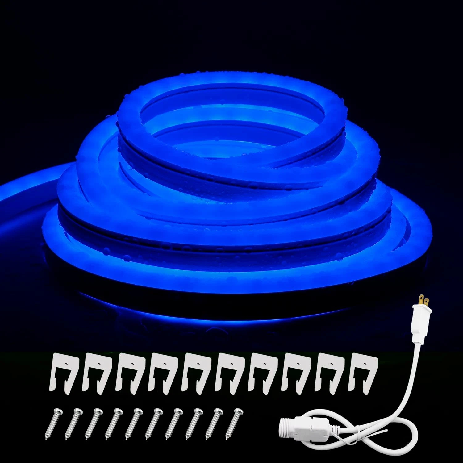 16.4FT Neon Lights Blue, LED Flexible Linable Waterproof Strip Rope ...