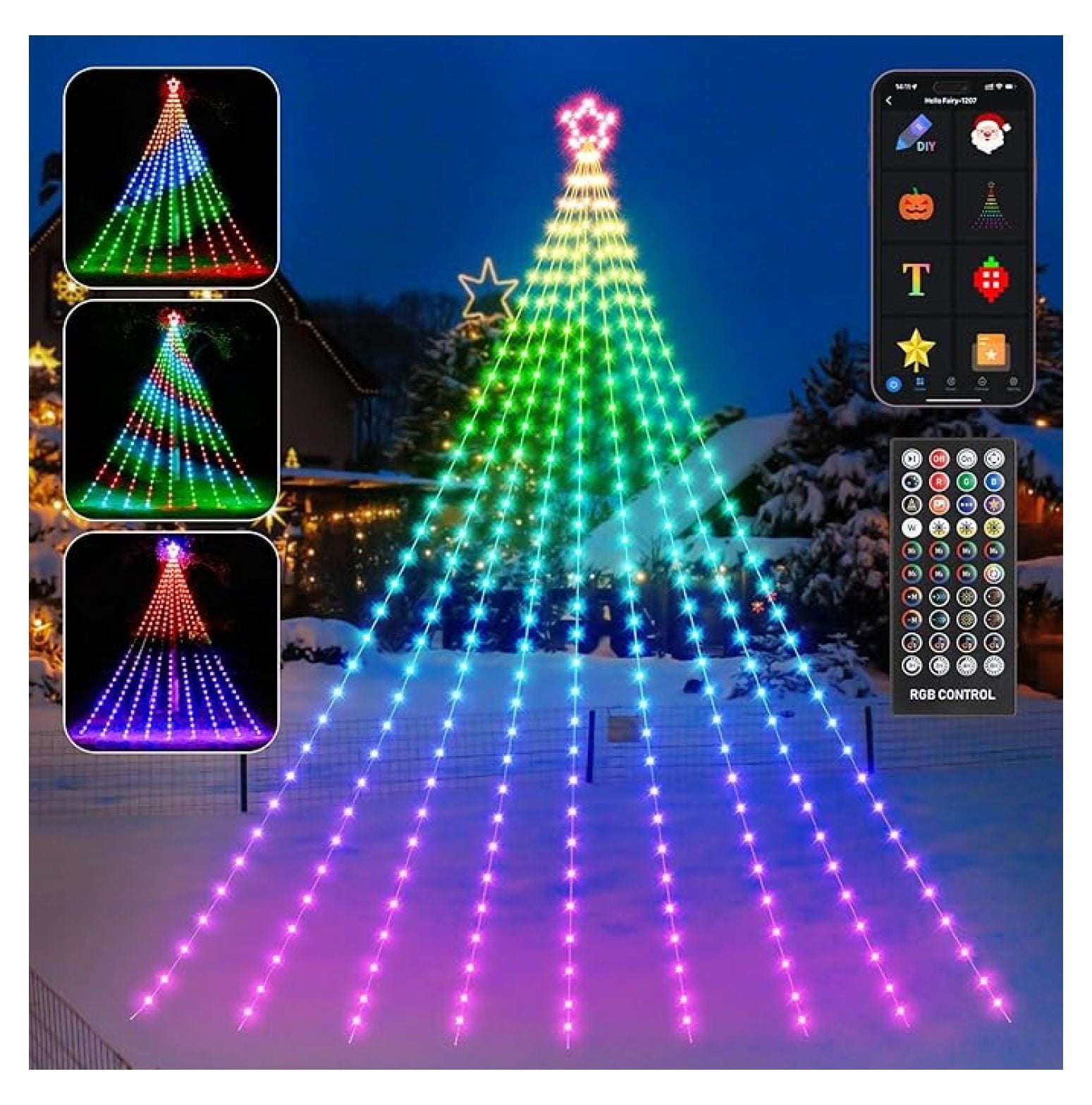16.4FT Outdoor Christmas Decorations, Smart RGB Color Changing ...