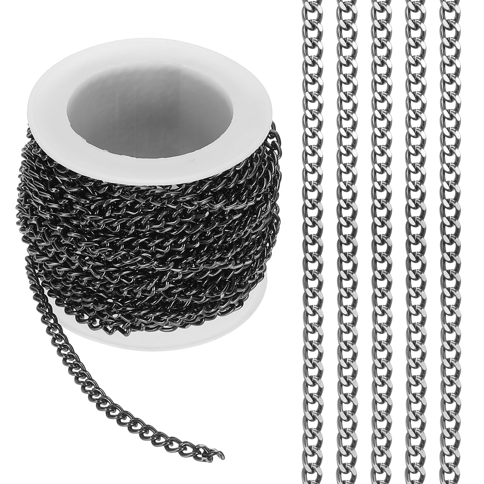16.4Ft Aluminium Curb Chains Twisted Links, 5x3.5mm Curb Chain Spool ...