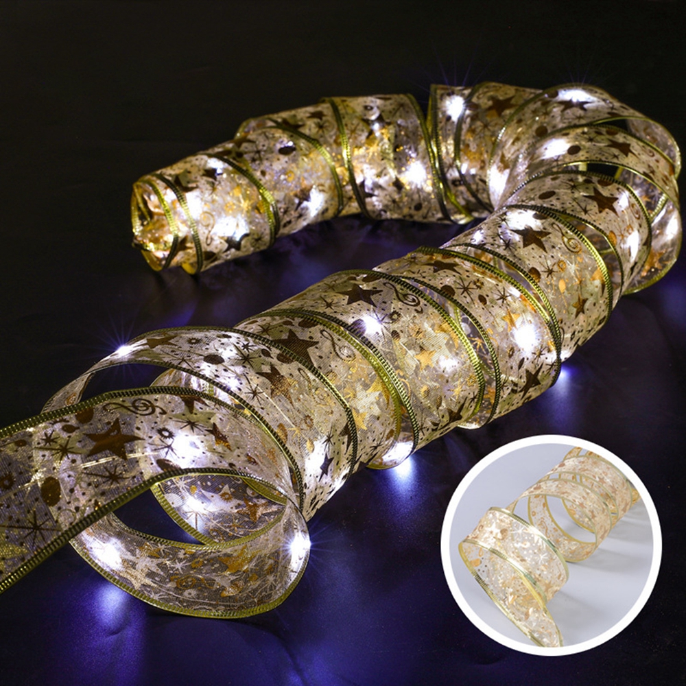 16.4Ft Christmas Ribbon Lights, 50 Led Battery Box Christmas Tree ...