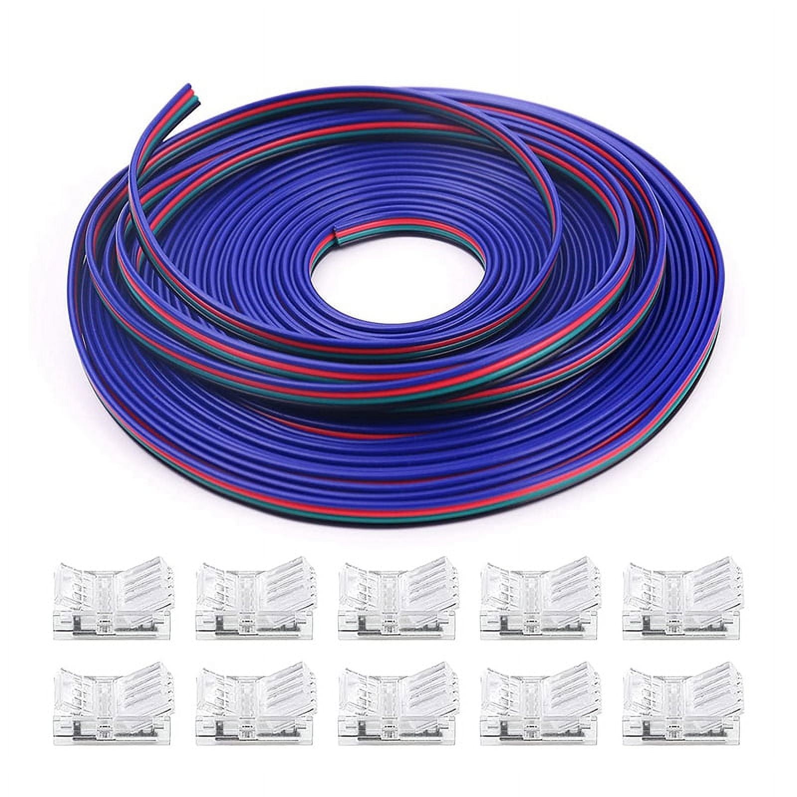 16.4Ft RGB LED Wire 22 AWG 4Pin with Strip Connector Gauge 4 Colors for ...