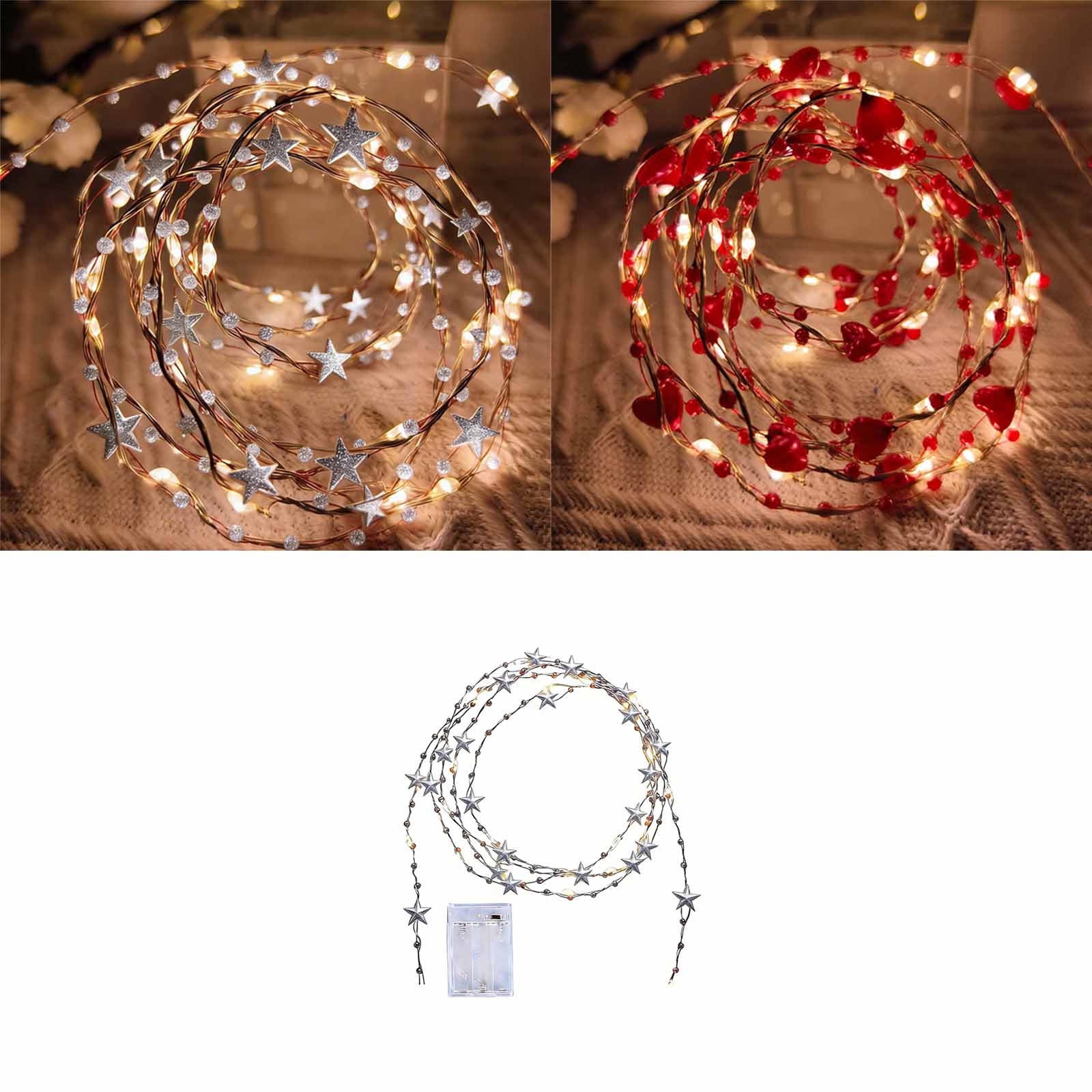 16.4Ft Star Fairy String Lights Battery Operated Glitter Silver Star ...