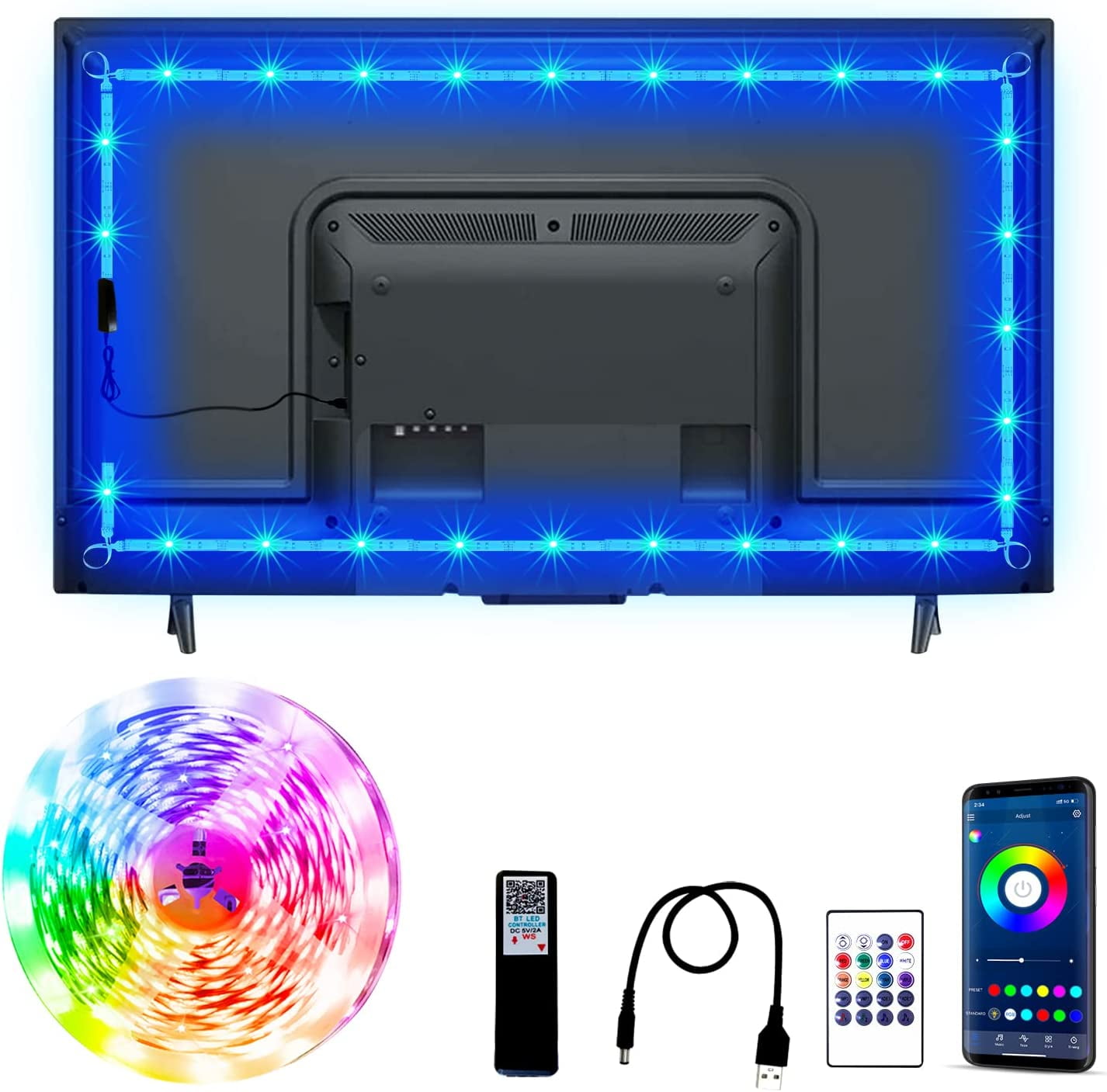 16.4Ft TV LED Light - App and Remote Control, RGB Color Changing ...