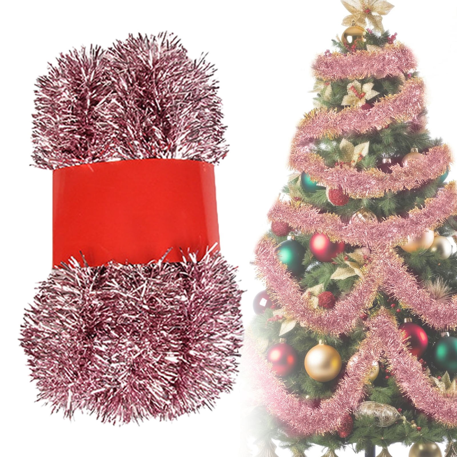 16.4Ft Tinsel Garland, Christmas Tinsel Garlands, Shiny Metallic Twist ...