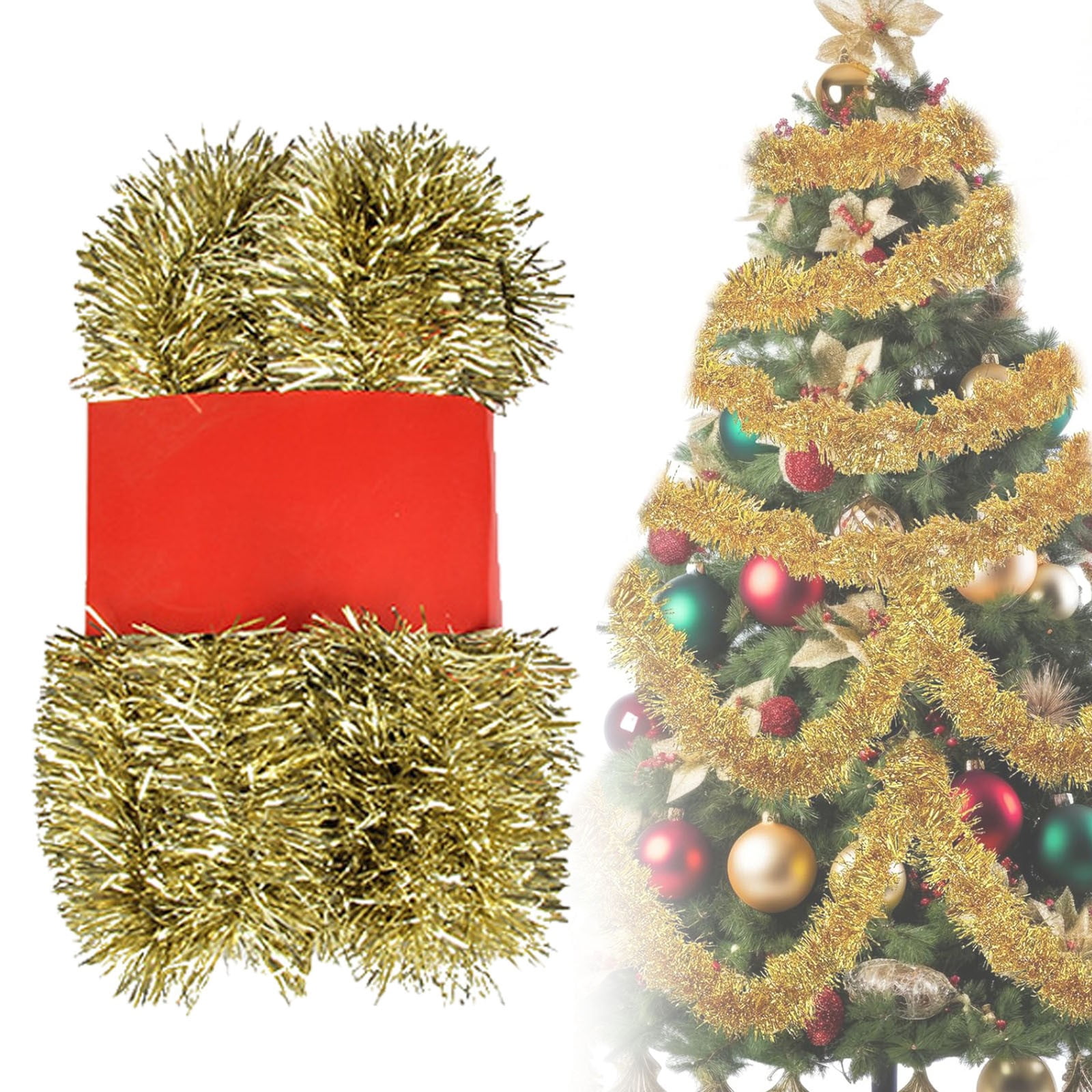 16.4Ft Xmas Tinsel Garland Decor,Christmas Metallic Garlands Red Green ...