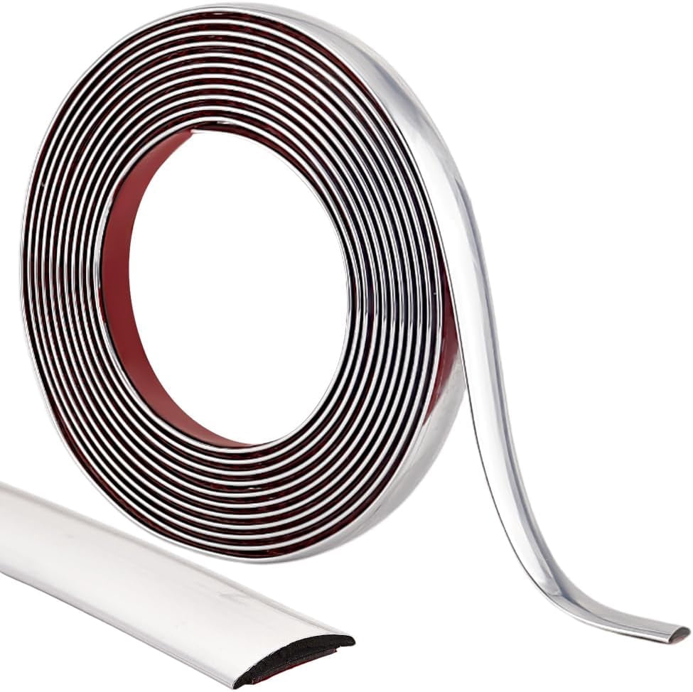 16.4Ft x 0.7in Flexible Molding Trim Peel and Stick Silver Self ...