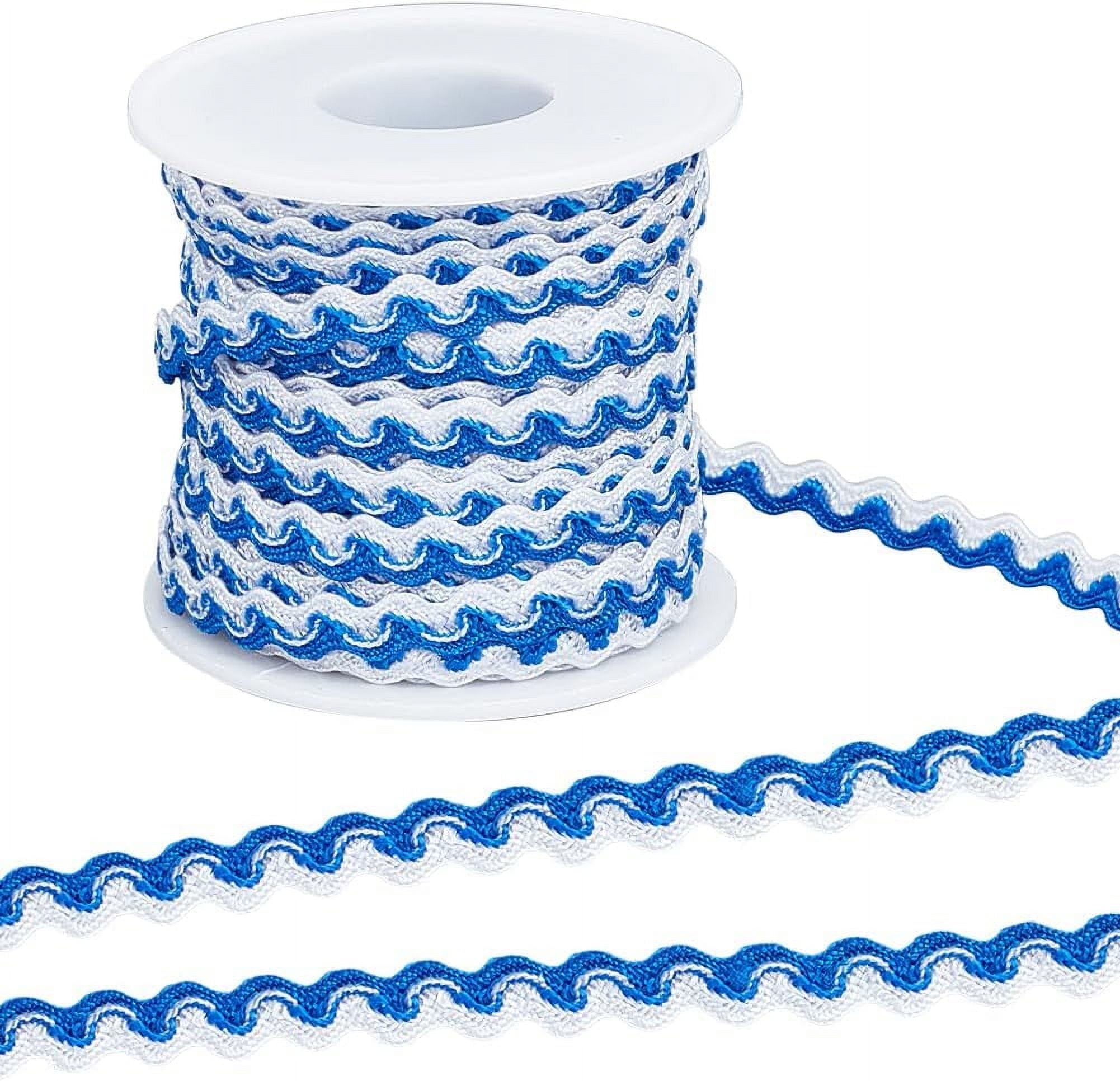 16.4Yds x 8mm RIC Rac Bending Fringe Trim Wave Ribbons Blue Woven ...