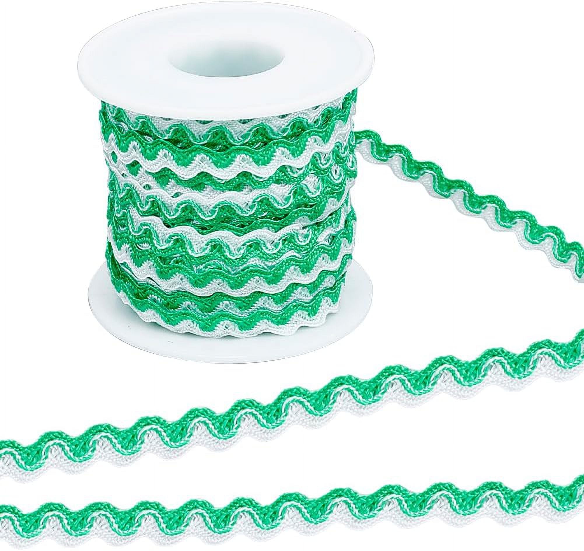 16.4Yds x 8mm RIC Rac Bending Fringe Trim Wave Ribbons Green Woven ...