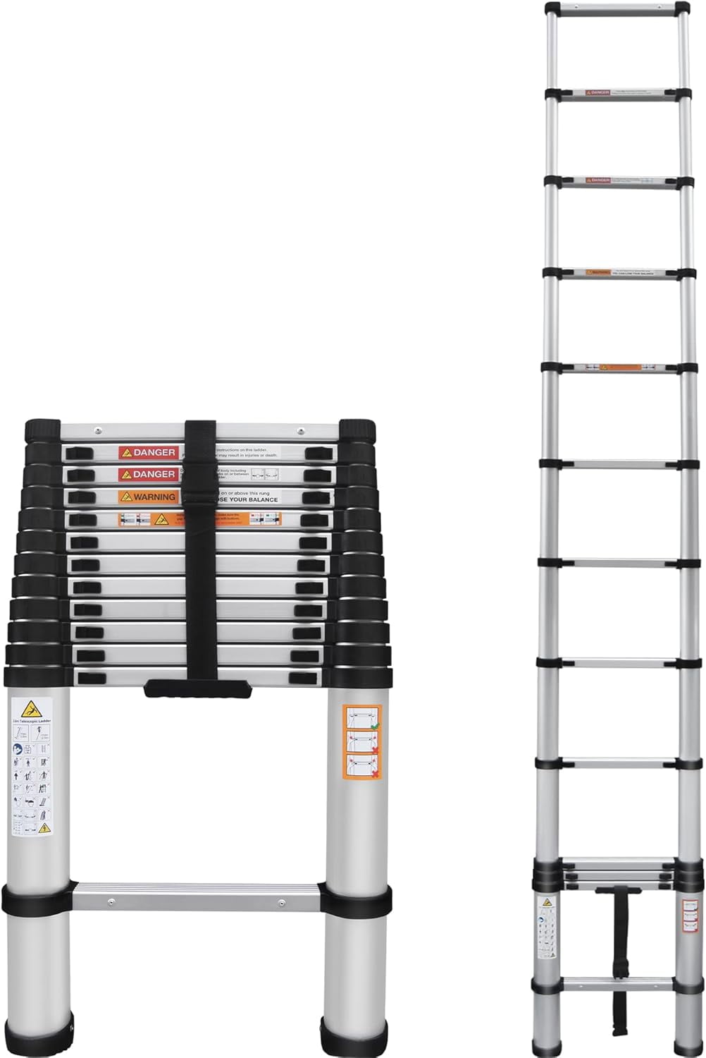 16.4ft Aluminum Telescoping Ladder, Extension Folding Ladder ...