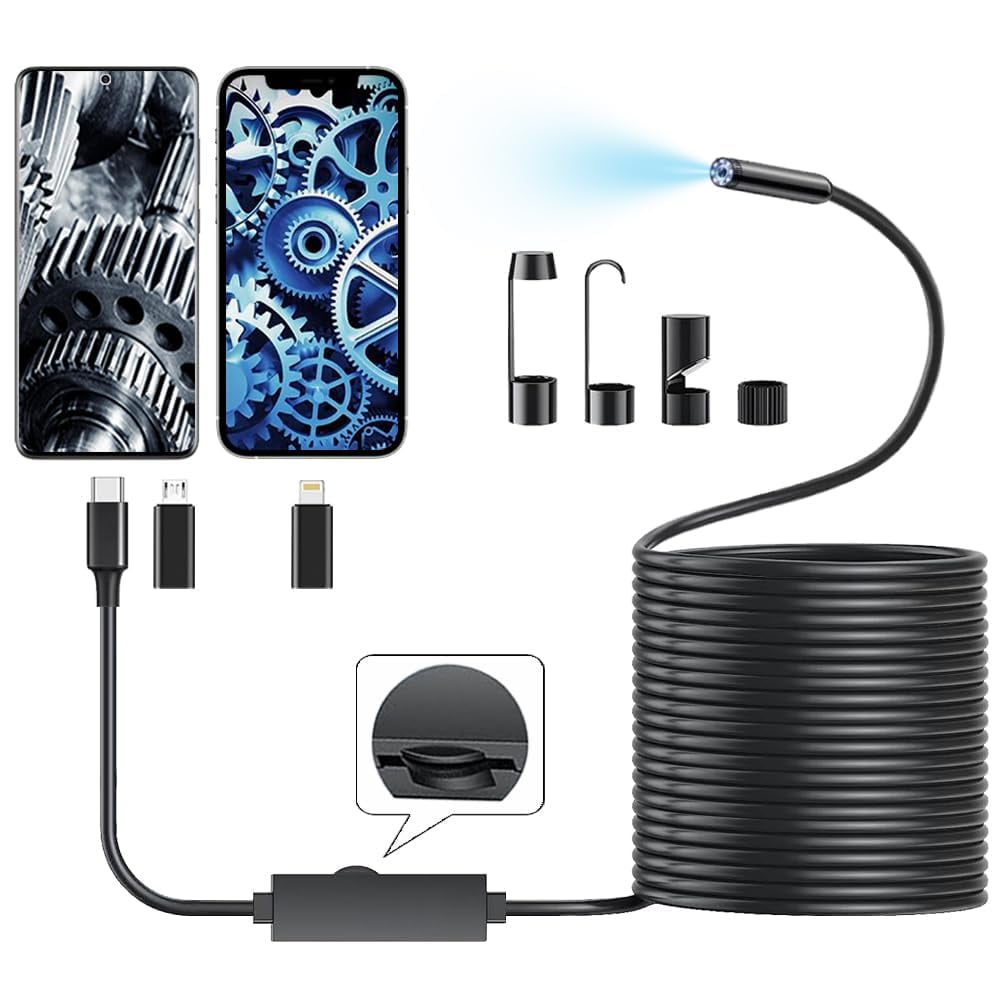 16.4ft Borescope Camera with Light, 7.9mm Snake Endoscope Inspection ...