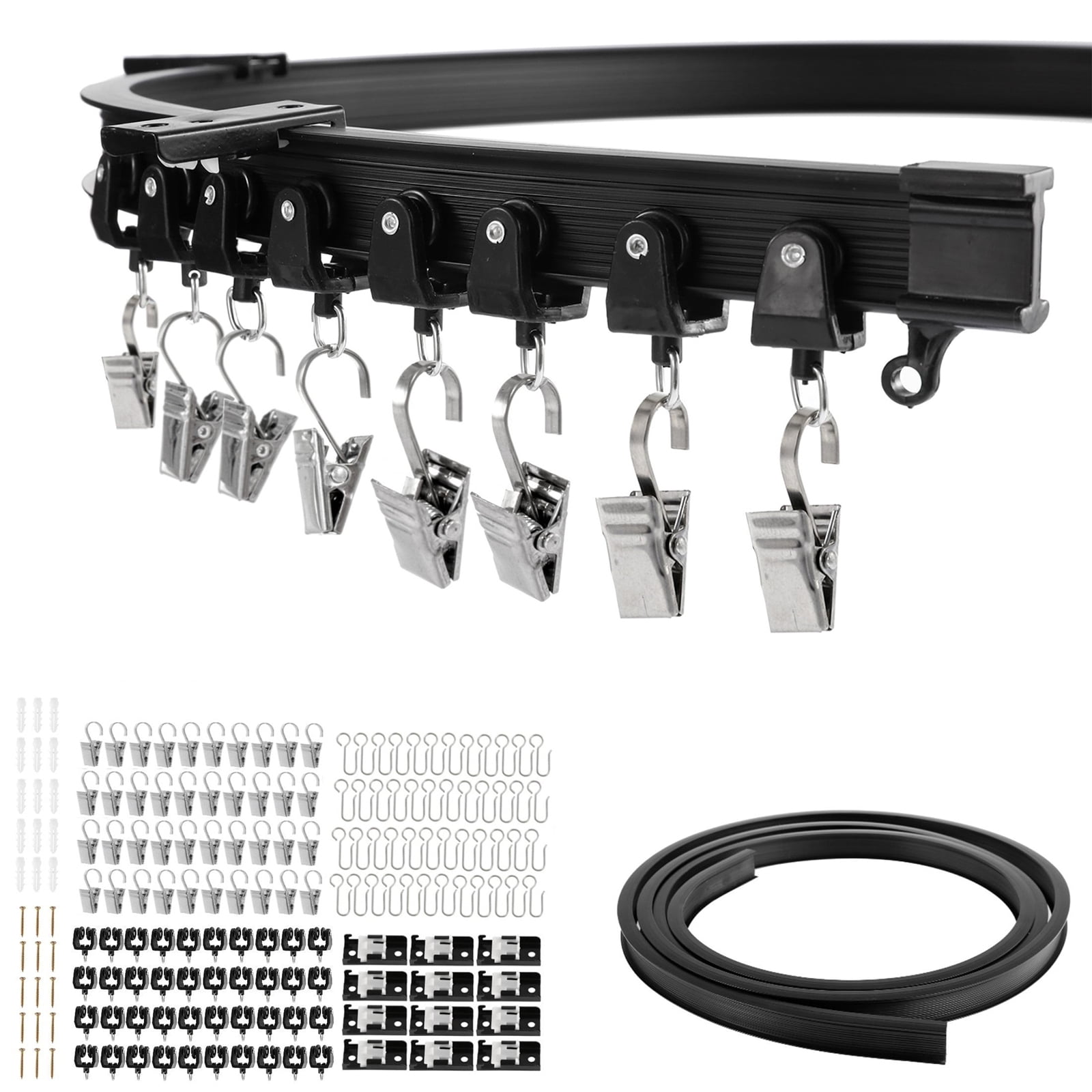 16.4ft Flexible Bendable Ceiling Curtain Track, Black Curved Ceiling ...