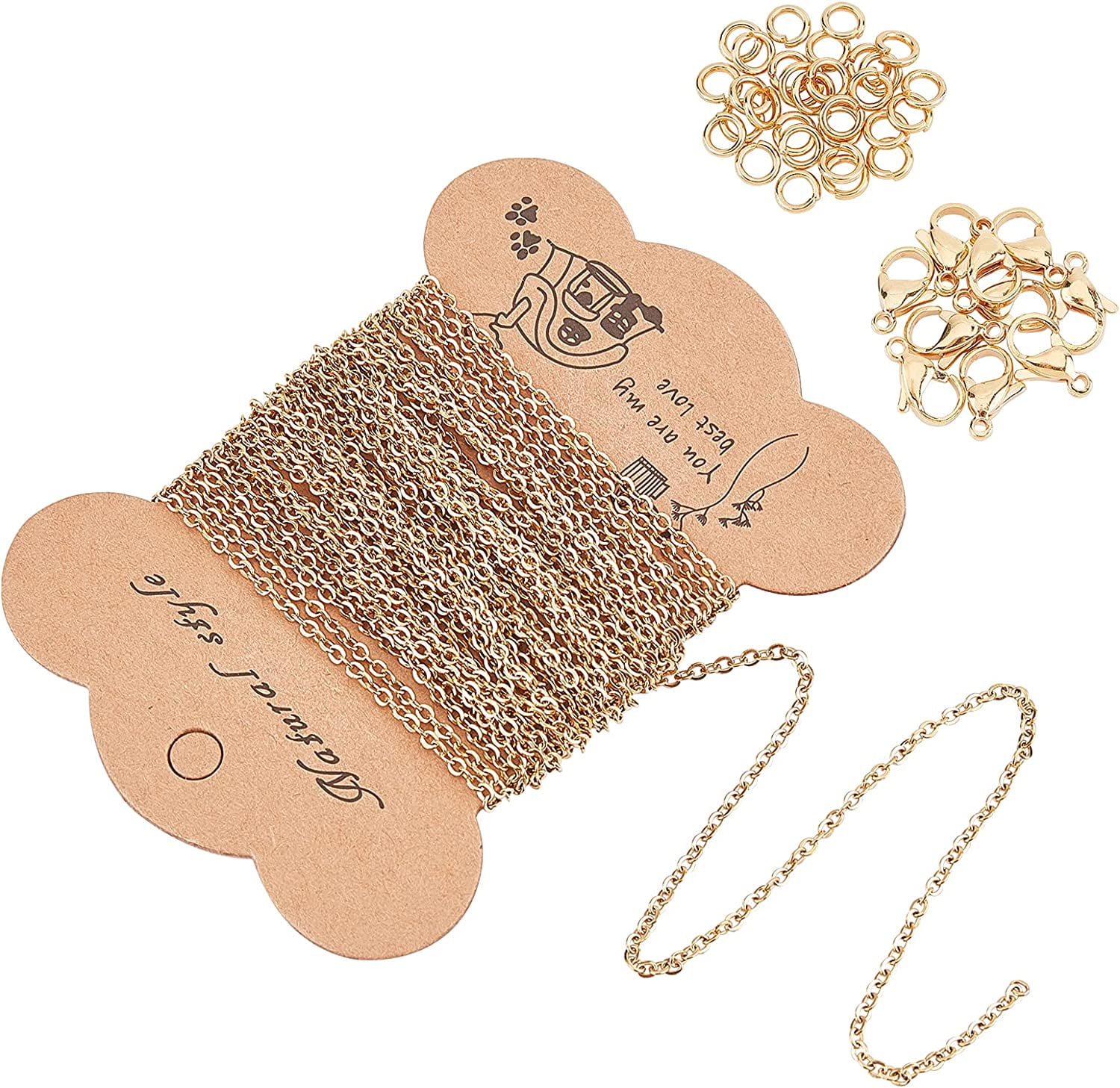 16.4ft Hypoallergenic Cable Chain with 10pcs Lobster Claw Clasps 30pcs ...