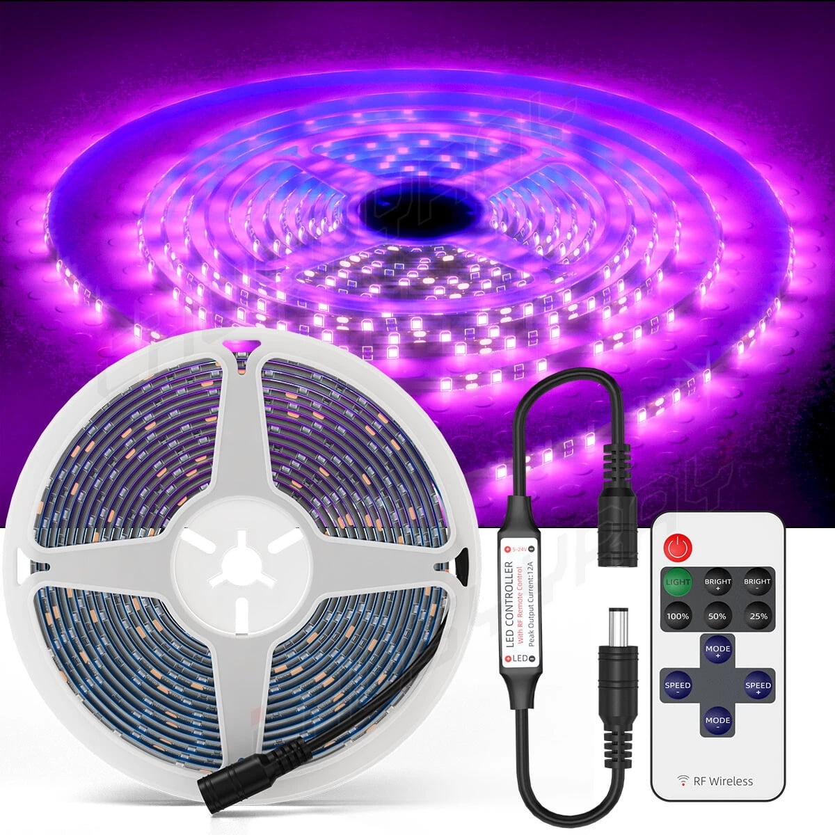 16.4ft LED Lights Strip, Purple 300 LEDs Light Strips Kit 2835 for ...