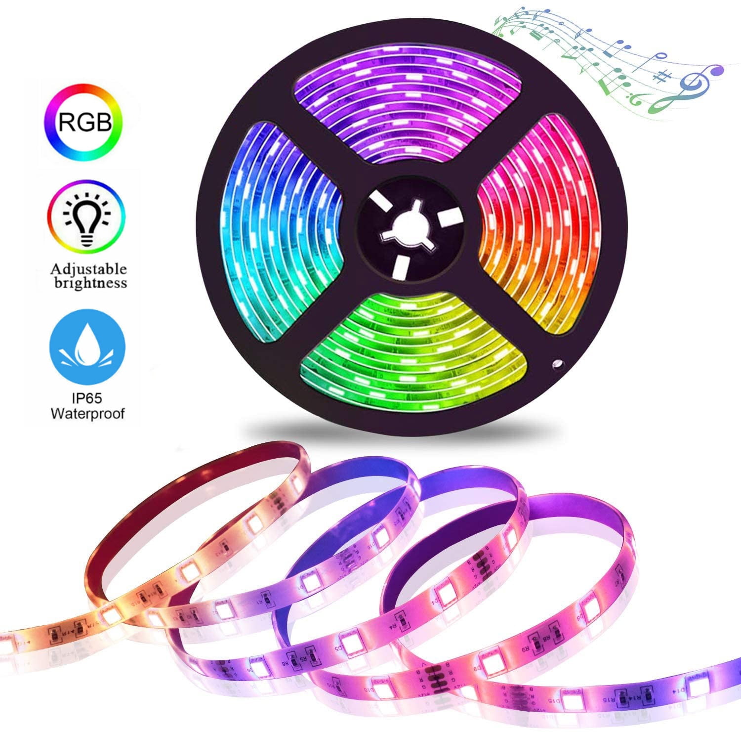16.4ft LED Strip Lights, RGB LED Lights Strip SMD 3528 Color Changing ...