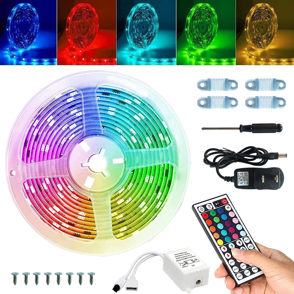 16.4ft LED Strip Lights, Ultra-Long RGB 3528 LED Strips with Remote ...