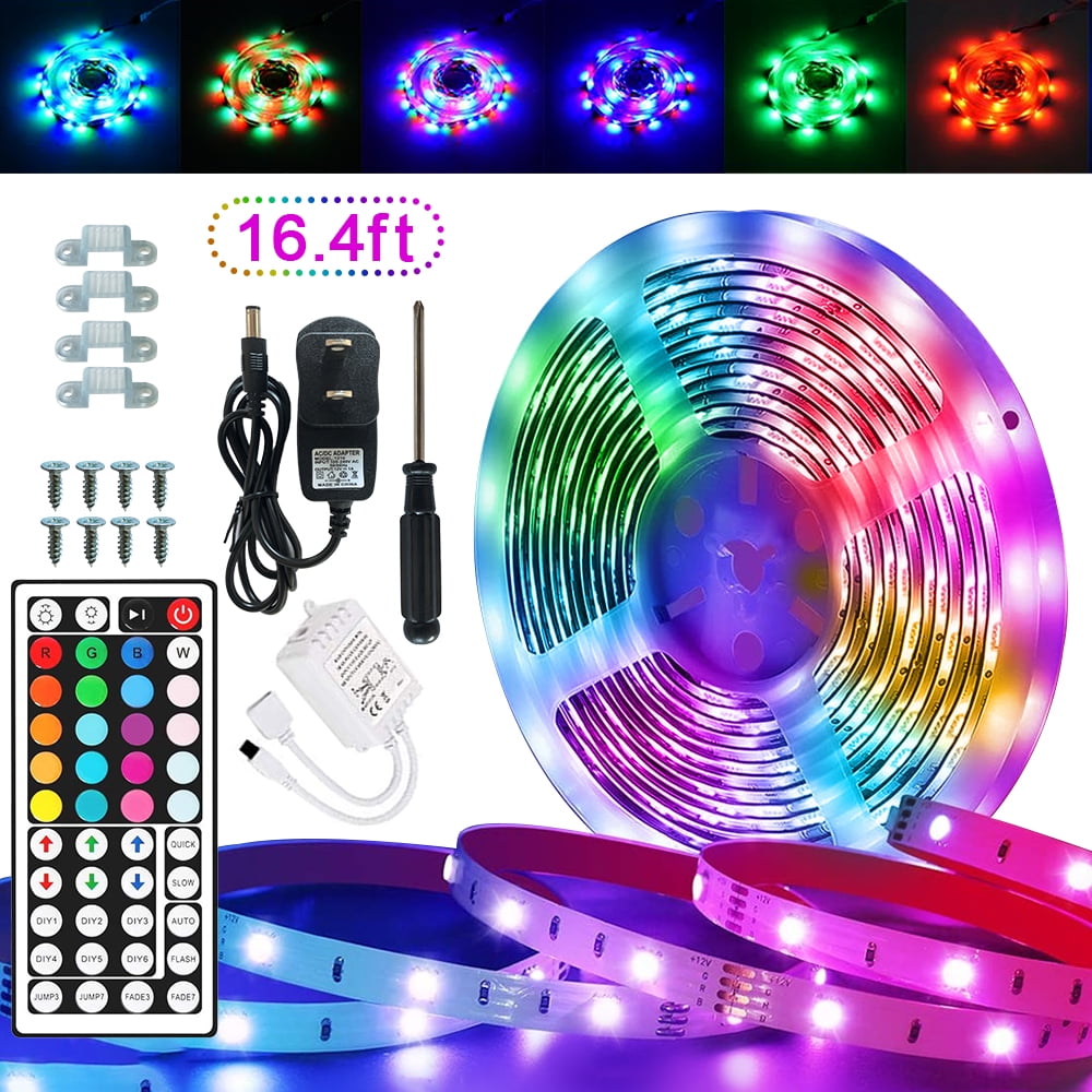 16.4ft Led Strip Lights, Waterproof Ultra Long RGB 3528 Color Changing ...