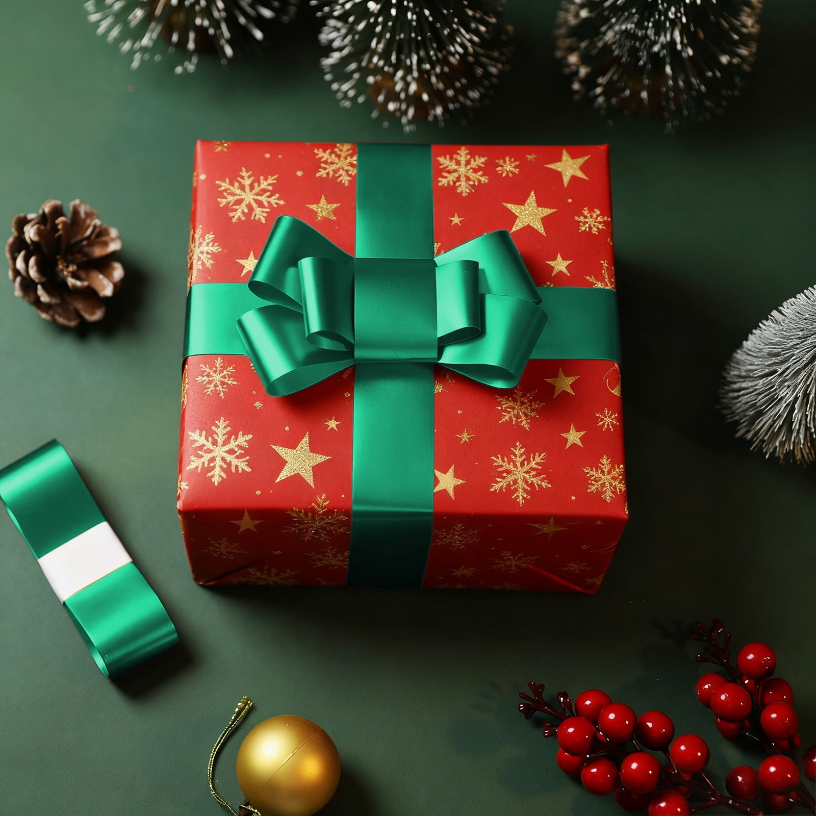 16.4ft Matte Finish Gift Wrapping Ribbon 2cm Wide, Christmas Birthday ...