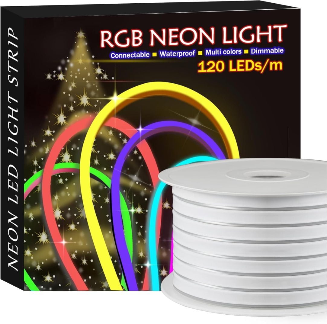 16.4ft Neon Rope Lights,RGB LED Neon Outdoor Strip Lights Waterproof ...