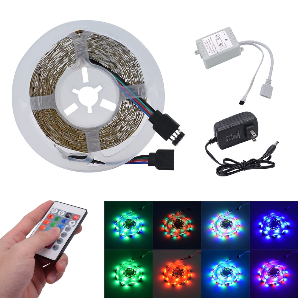 16.4ft RGB LED Strip Light kit, Color Changing Flexible Dimmable 3528 ...