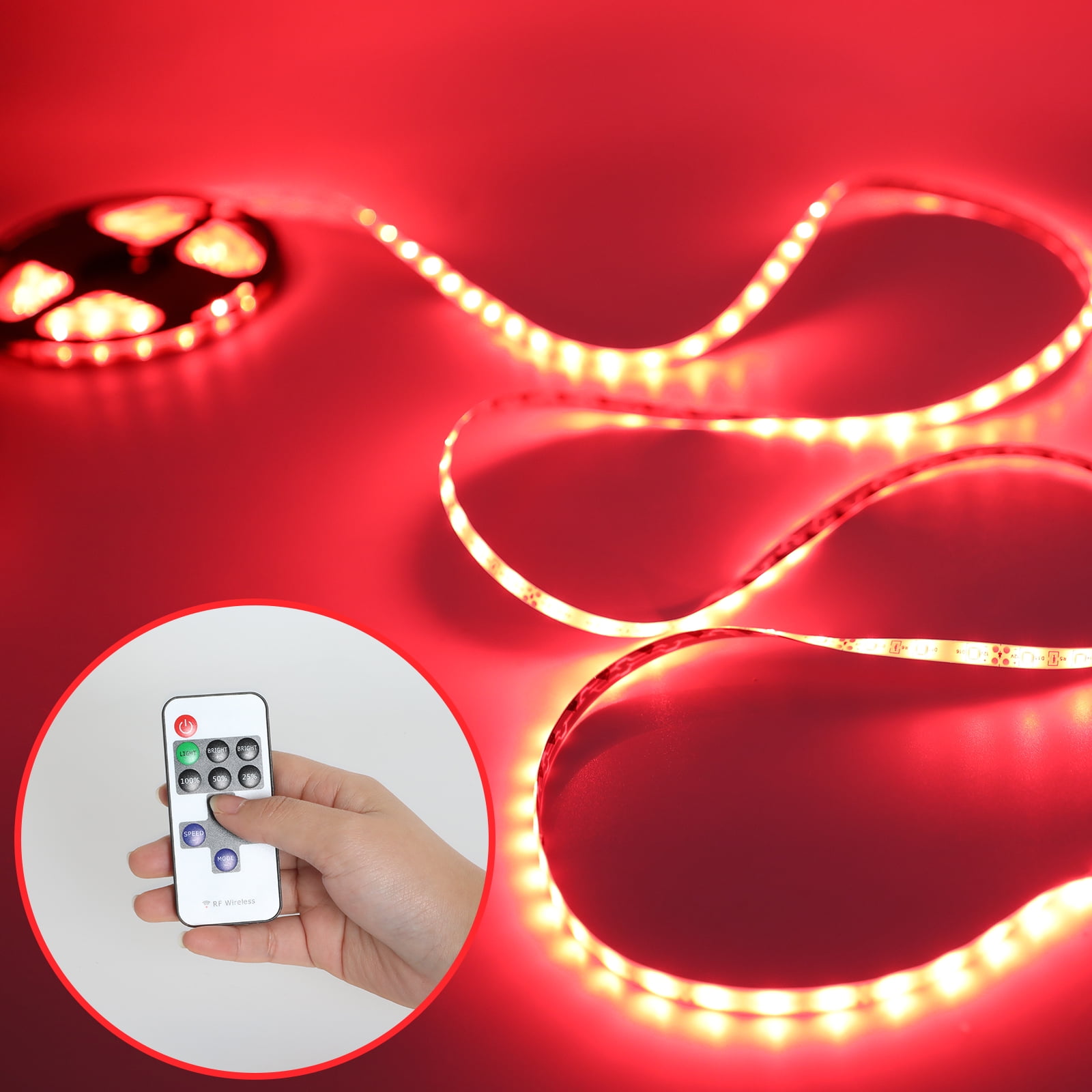 16.4ft Red Wireless Control Waterproof LED Strip Light For Boat Truck ...