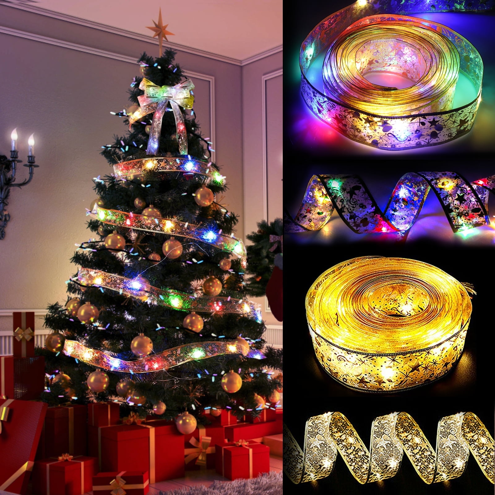 16.4ft Ribbon Lights, 50 LED Fairy String Lights, Waterproof Battery ...