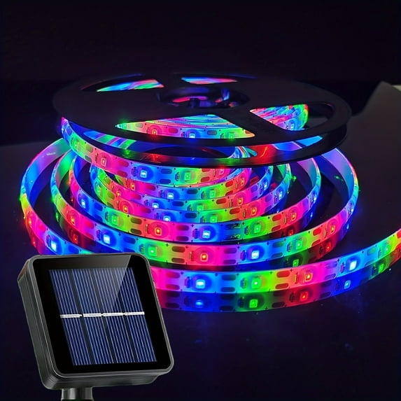 16.4ft Solar LED Strip Lights 300 LEDs with Remote Control, 8 Lighting ...