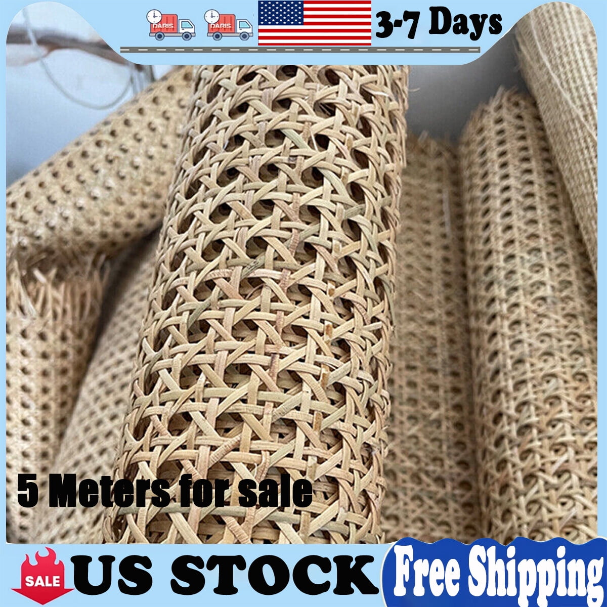 16.4ft x 16" Hexagon Natural Cane Webbing Mesh Prewoven Rattan Cane ...