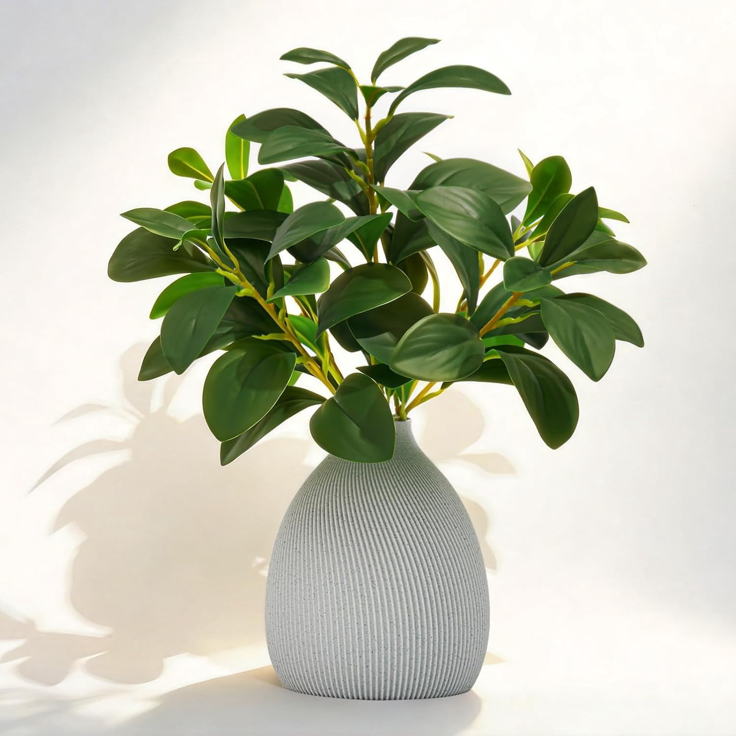 16.5" Artificial Euc Stems Potted Plant Faux Desk Plants,Real-Touch ...