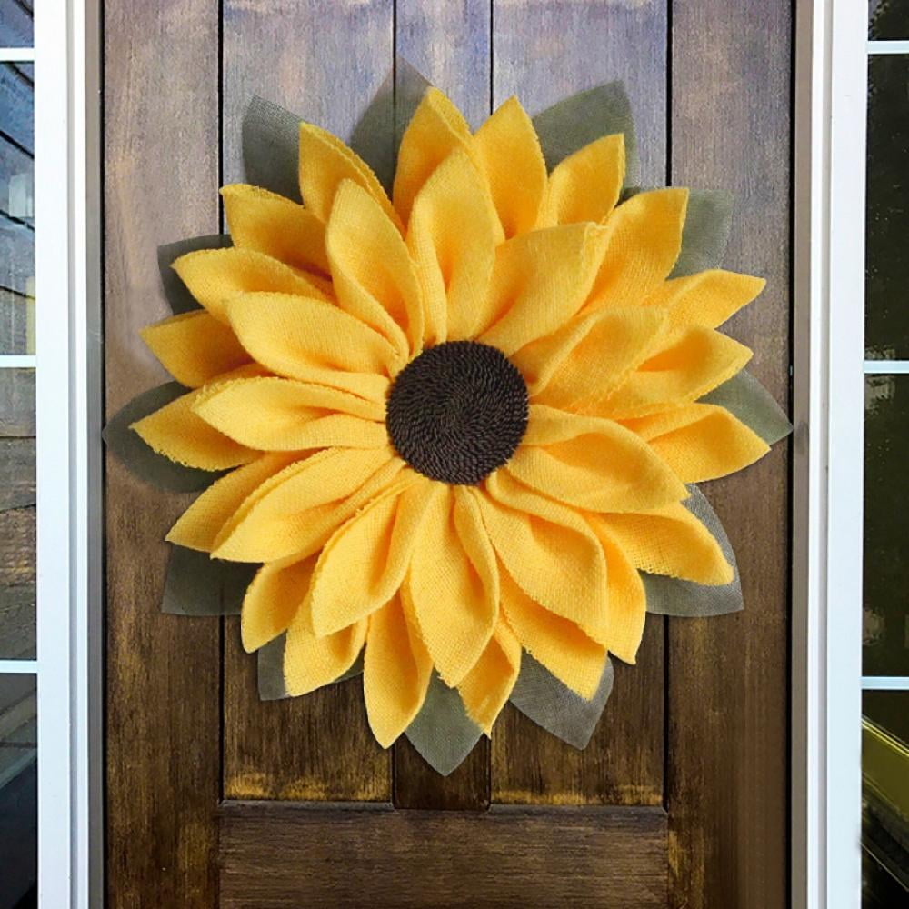 16.5" Artificial Sunflower Wreath Yellow Sunflower Spring Summer Wreath ...