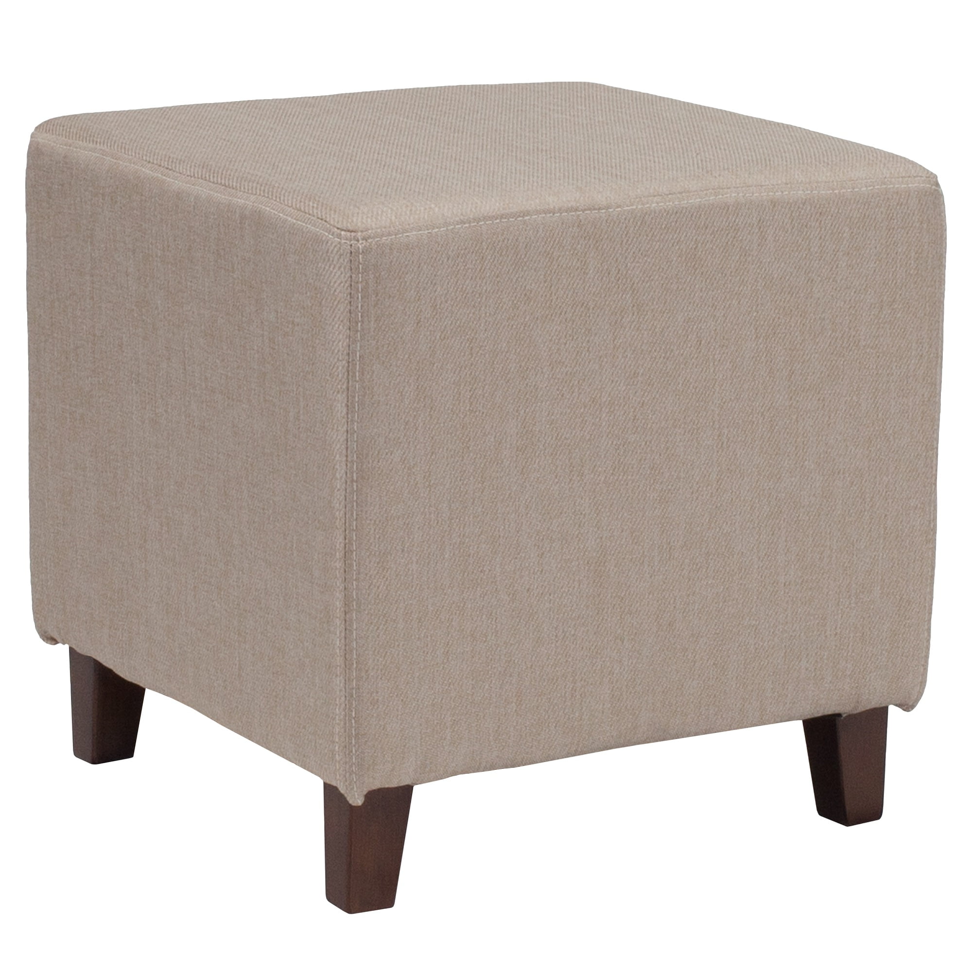 Flash Furniture Ascalon Upholstered Ottoman Pouf in Beige Fabric ...