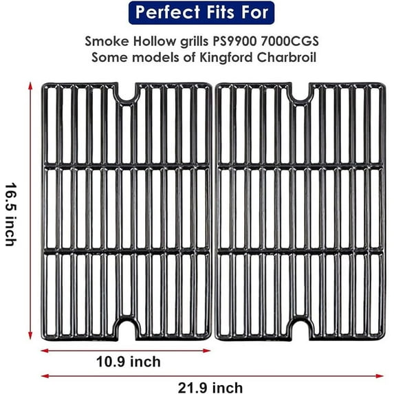 16.5" Cast Iron Cooking Grates for Charbroil Smoke Hollow, Grill Grates ...