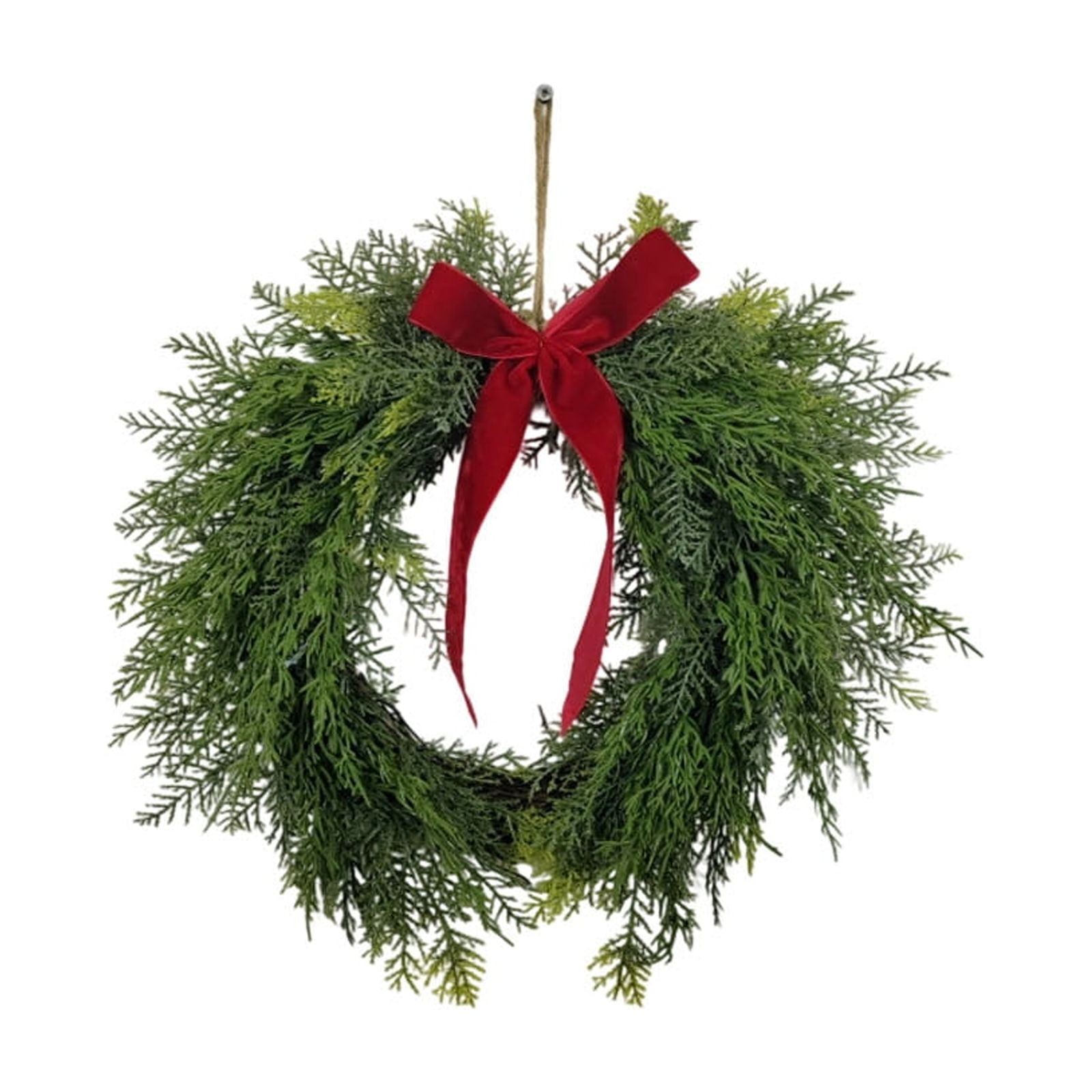 16.5" Christmas Wreath Mini Cabinet Wreaths for Kitchen with Red Bow ...