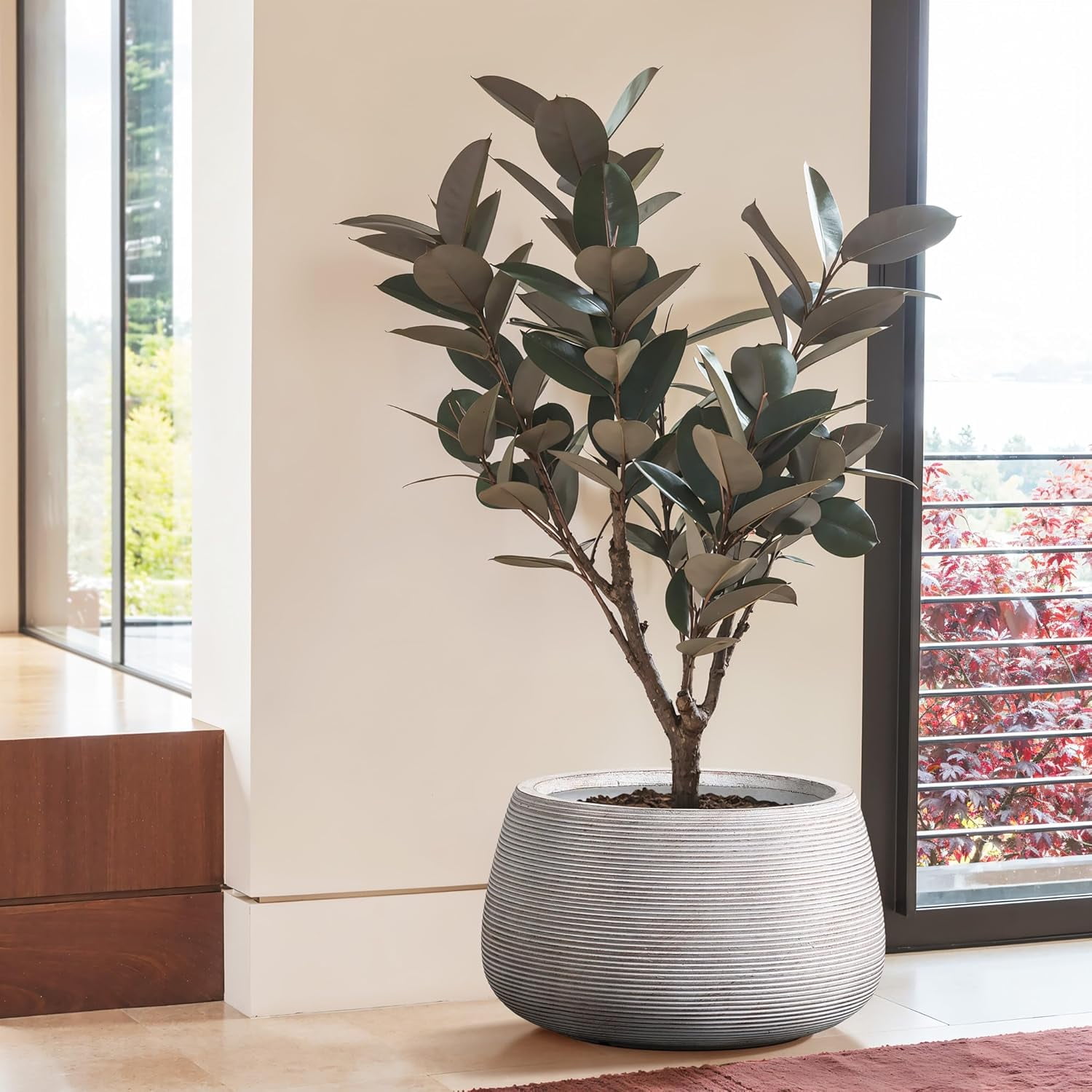 16.5" Dia Round Planter, Indoor Outdoor Large Plant Pot with Drainage ...