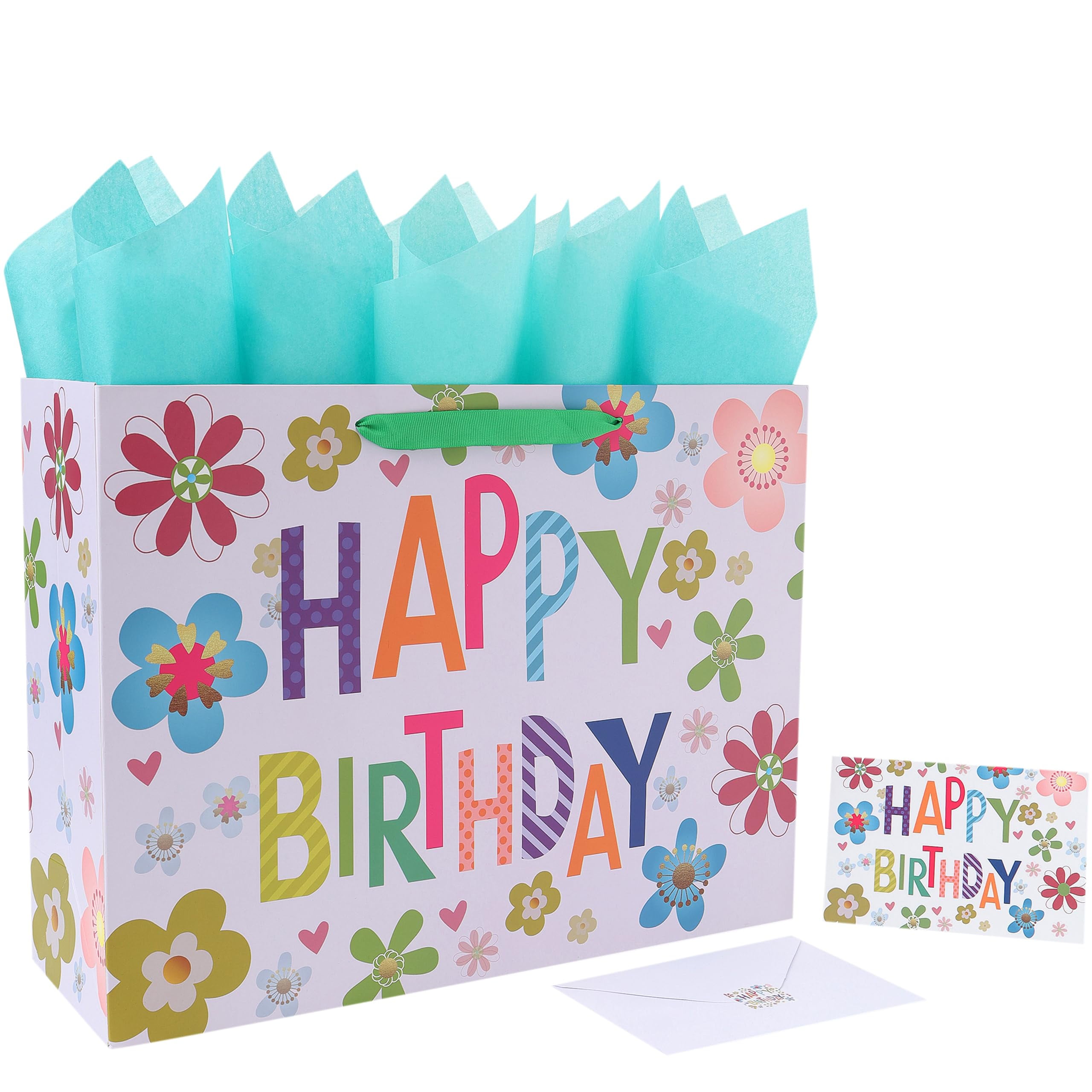 16.5” Extra Large Colorful MMF7 Happy Birthday Gift Bag Set with ...
