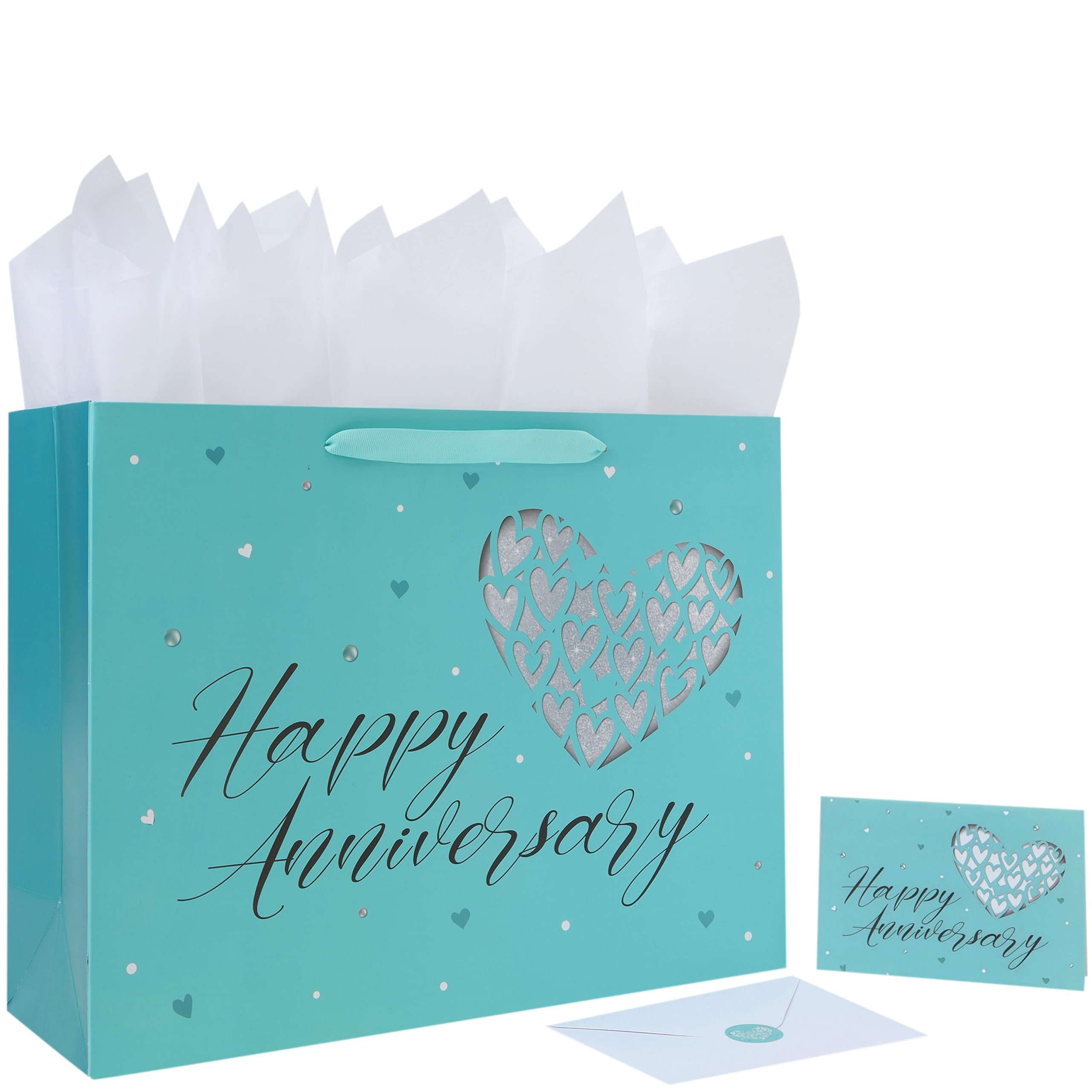 16.5” Extra Large Gift JKF25 Bag Set with Card, Tissue Papers and Stickers for Valentine's Day ...