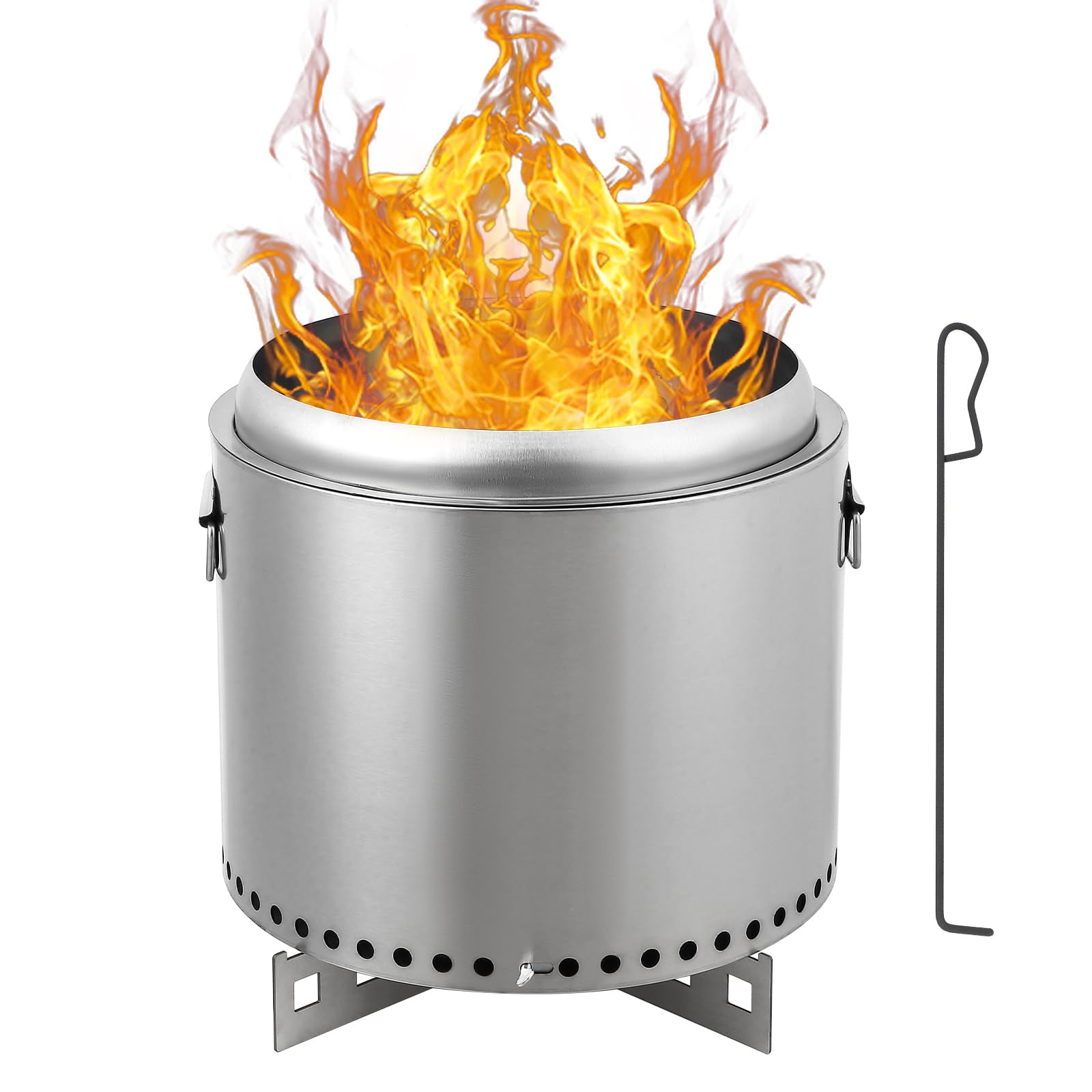 16.5 Inch Stainless Steel Smokeless Outdoor Fire Pit, Burning Wood ...