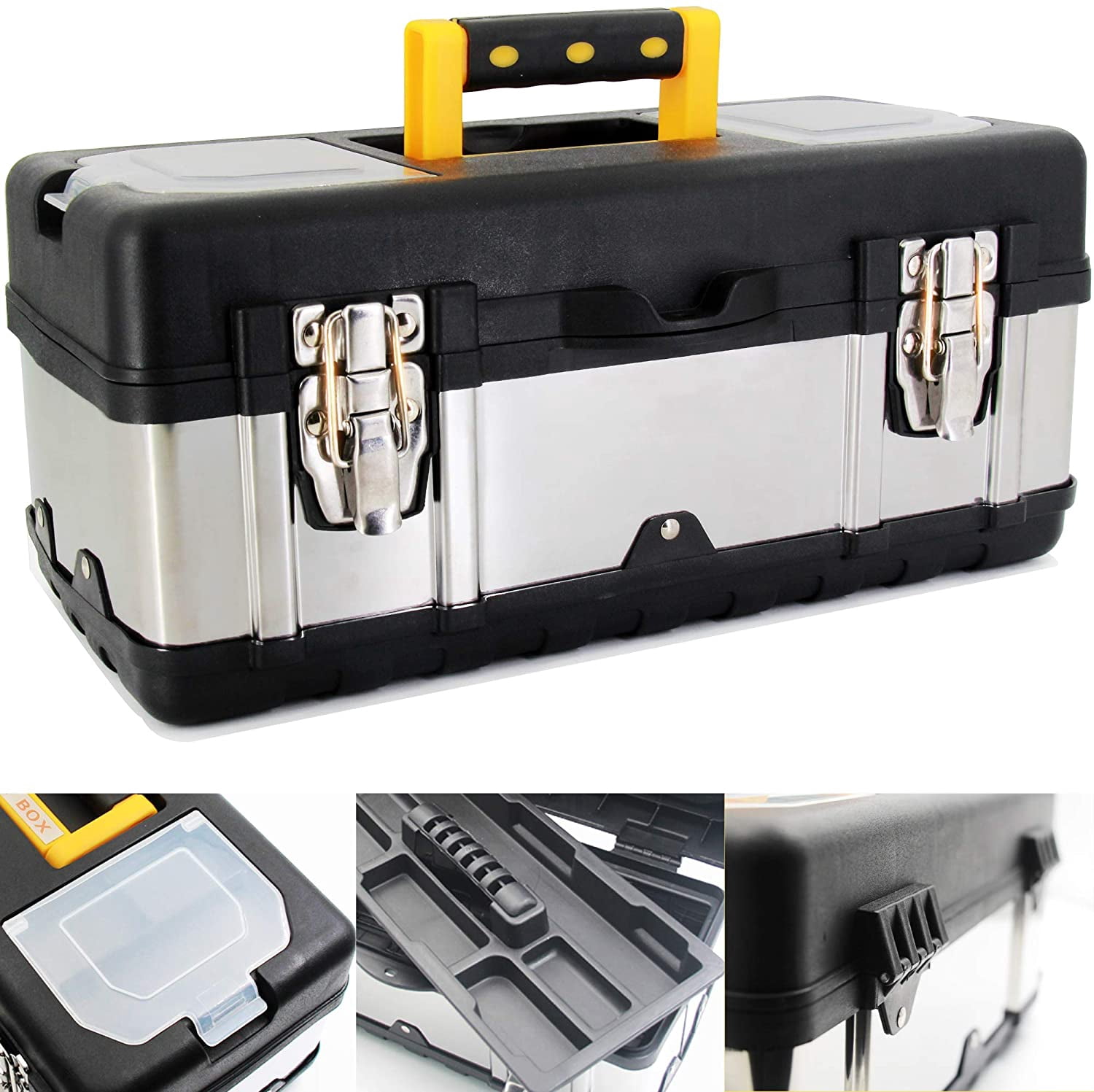 16.5-Inch Tool Box - Portable Lockable Storage, Stainless Steel ...