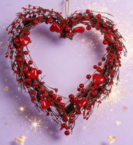 16.5 Inches Valentines Day Wreath Red Pink Valentine Heart Shaped ...