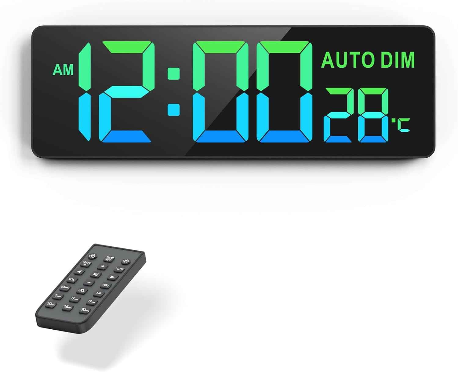 16.5" Lar Digital Wall Clock with Countdown , Auto Dimmer, Temperature ...