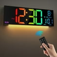 16.5'' Large Digital Wall Clock with Remote, Auto DST, RGB Lights ...
