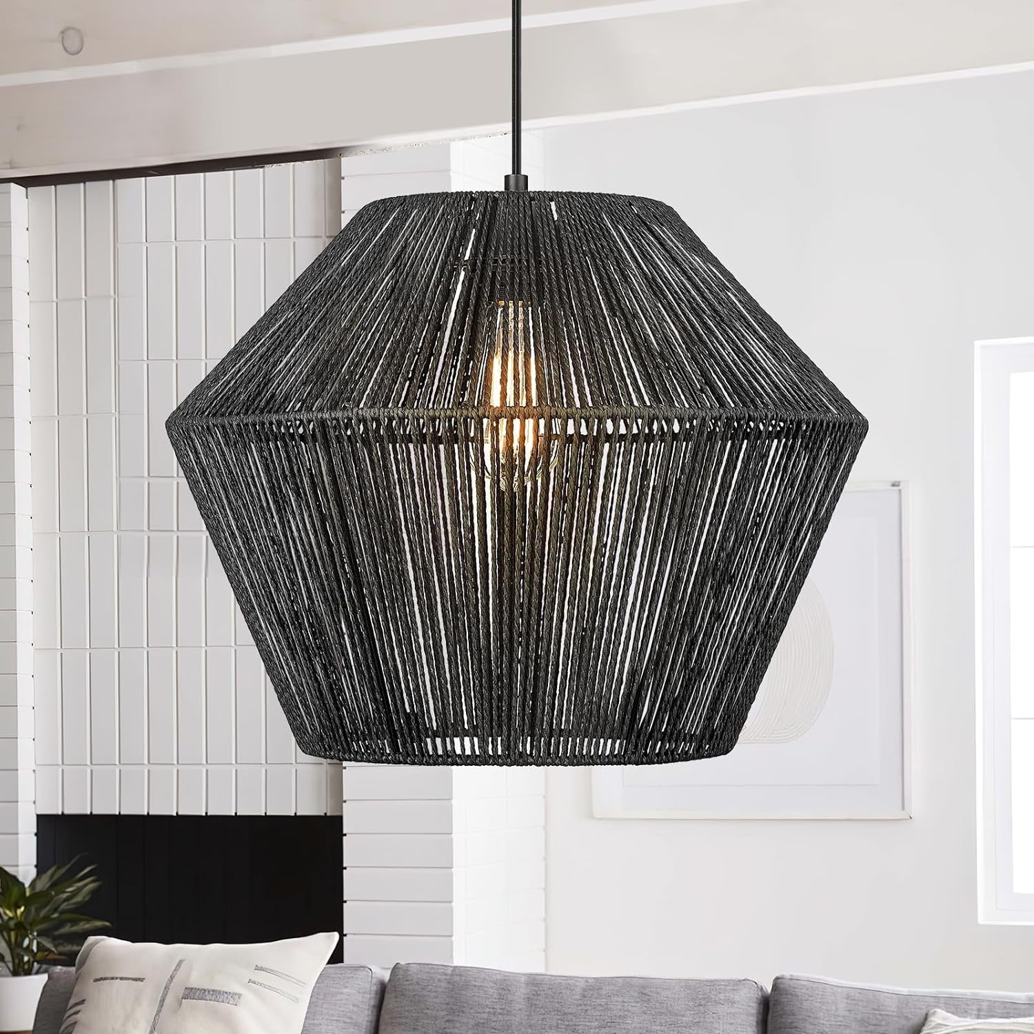 16.5” Large Modern Woven Chandelier Farmhouse Coastal Pendant Light ...