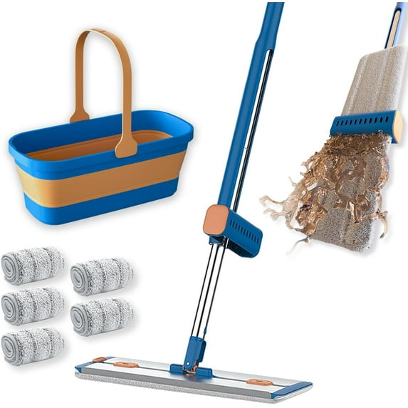 16.5" Microfiber Self Wringing Flat mop,Wet Dry mops for Cleaning ...
