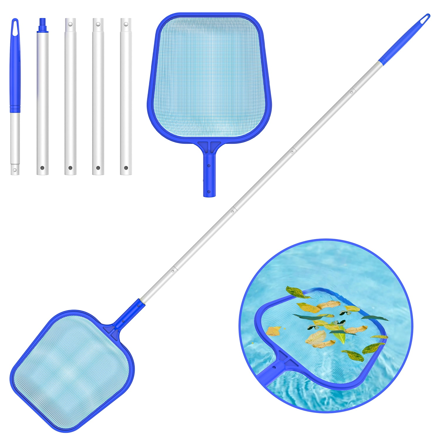 16.5" Pool Skimmer Net 5 Sections Total Length 65 inches Ultra Fine ...