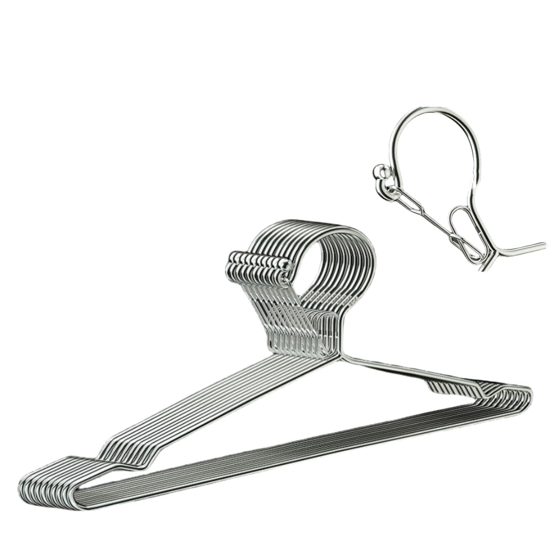 16.5” Wire Hanger 4mm Lockable Hangers 10Pack Stainless Steel Slim Thin ...