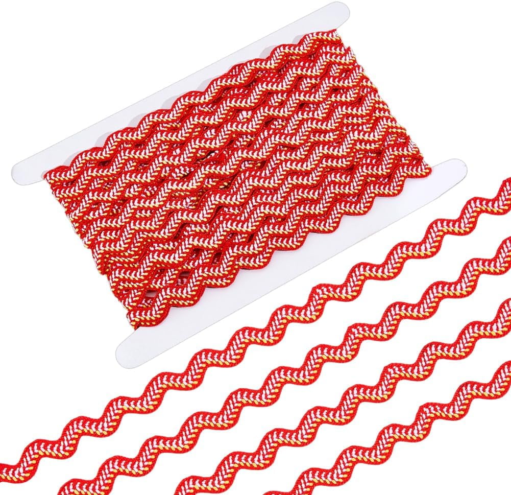 16.5 Yards 1/2 Inch Red Rick Rack Trim Polyester Wave Bending Fringe ...
