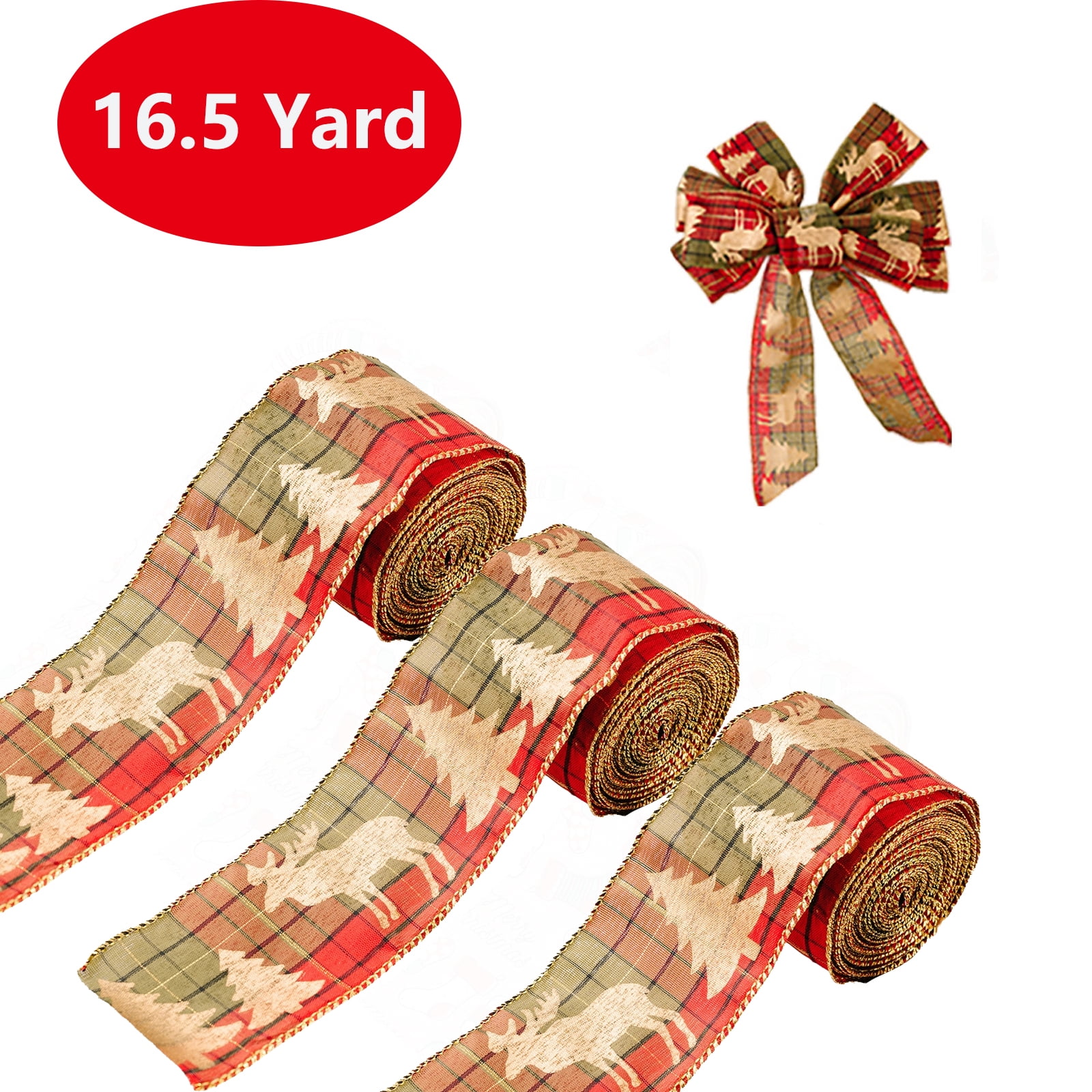 16.5 Yards Christmas Wired Edge Ribbons Gingerbread Man Gingerbread ...